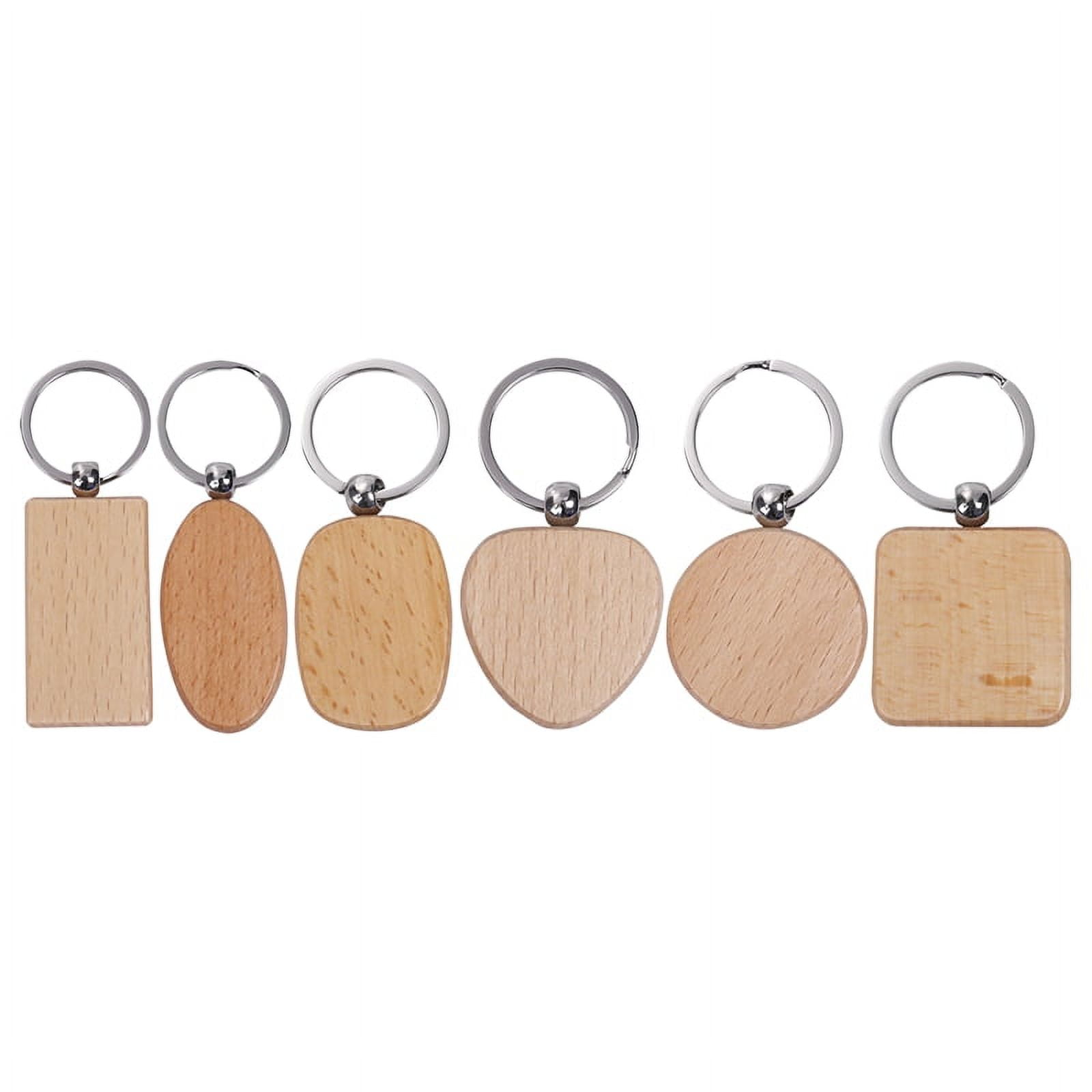 20 Pcs Blank Wood Wooden Keychain Diy Custom Wood Key Chains Key Tags ...