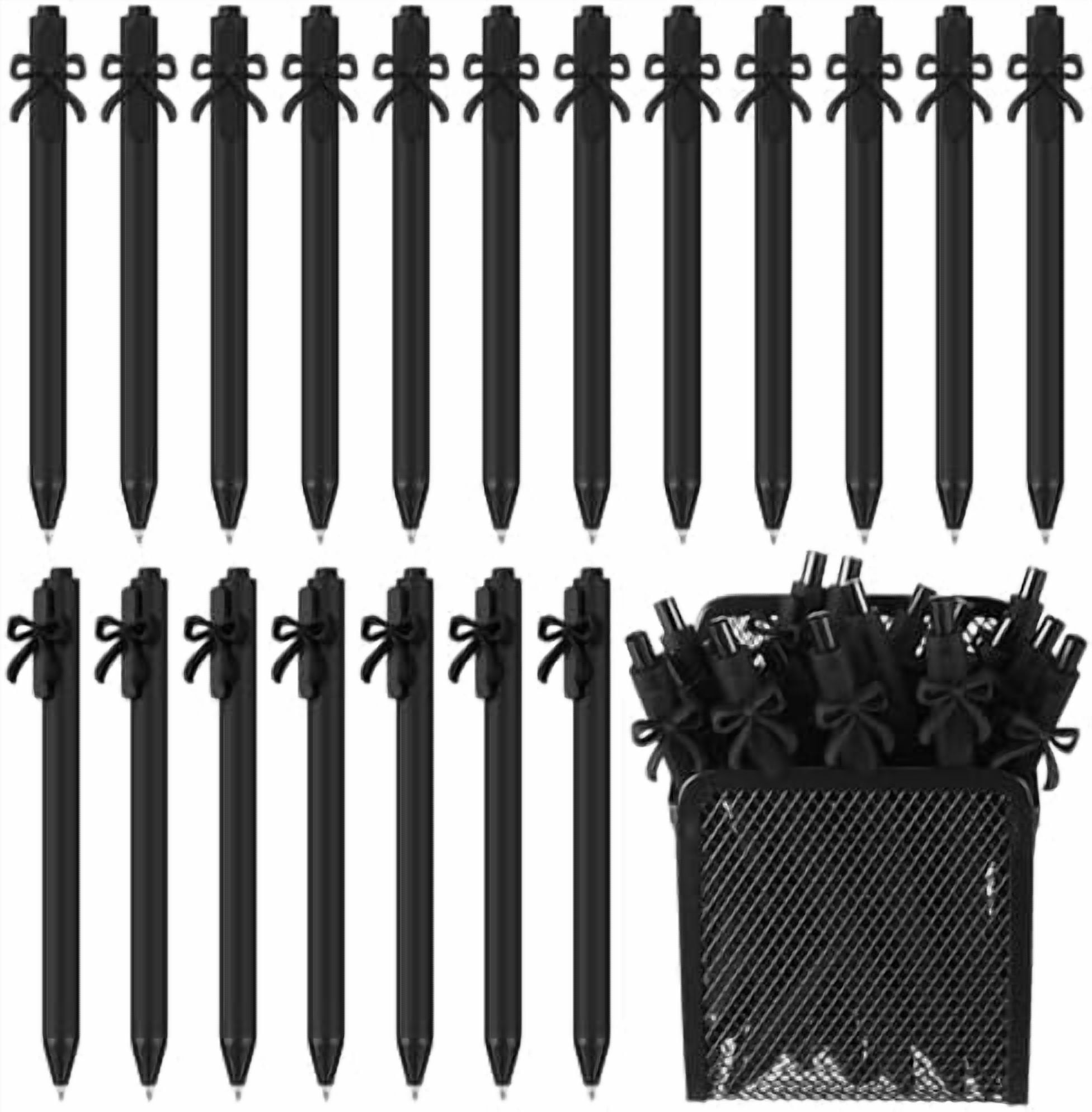 20 Pcs Bow Pens Coquette Pink White Black Aesthetic Retractable Ink ...