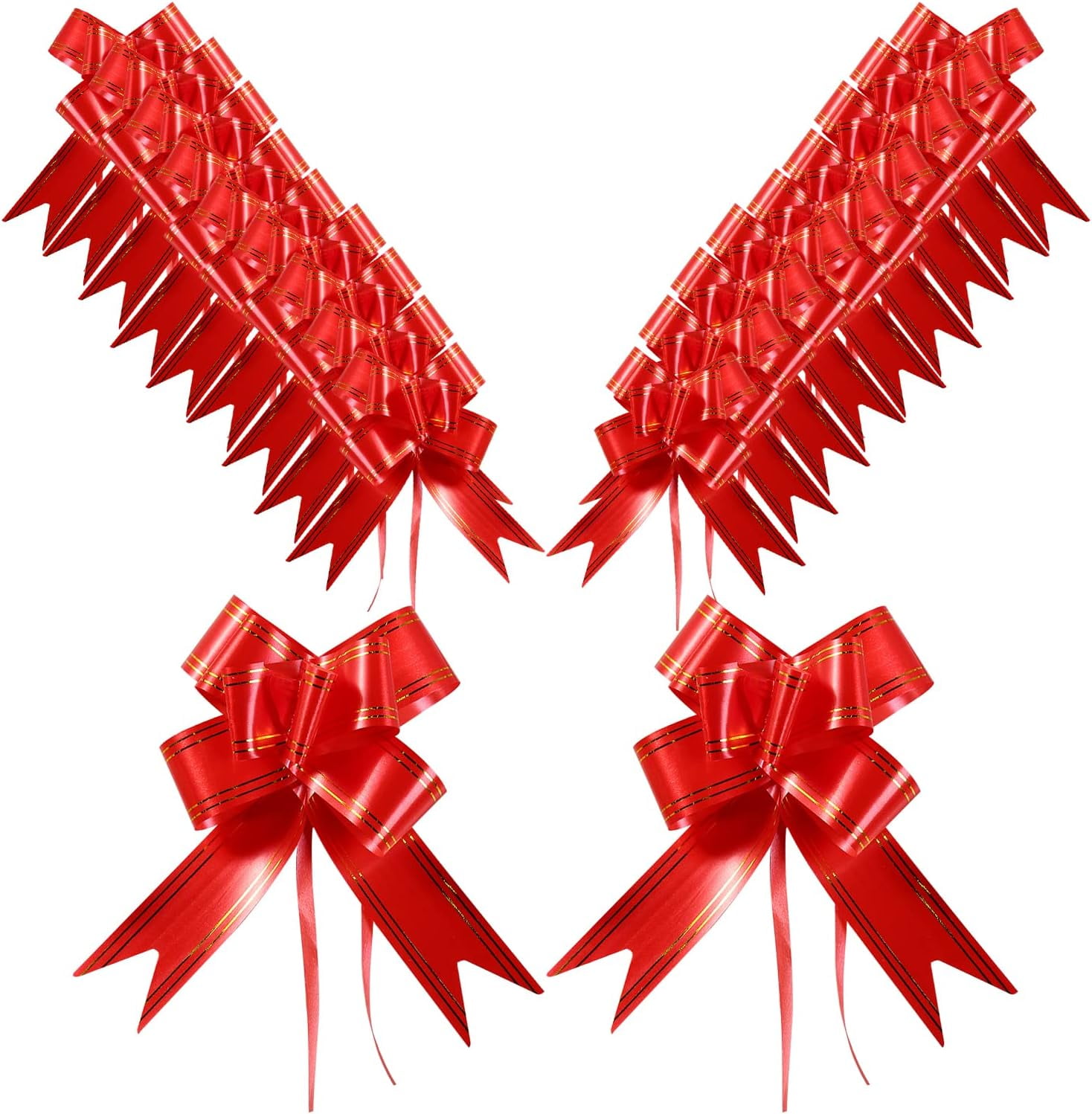 20 Pcs Bows for Gift Wrapping - Large Red Pull Bow Ribbon, Waterproof ...
