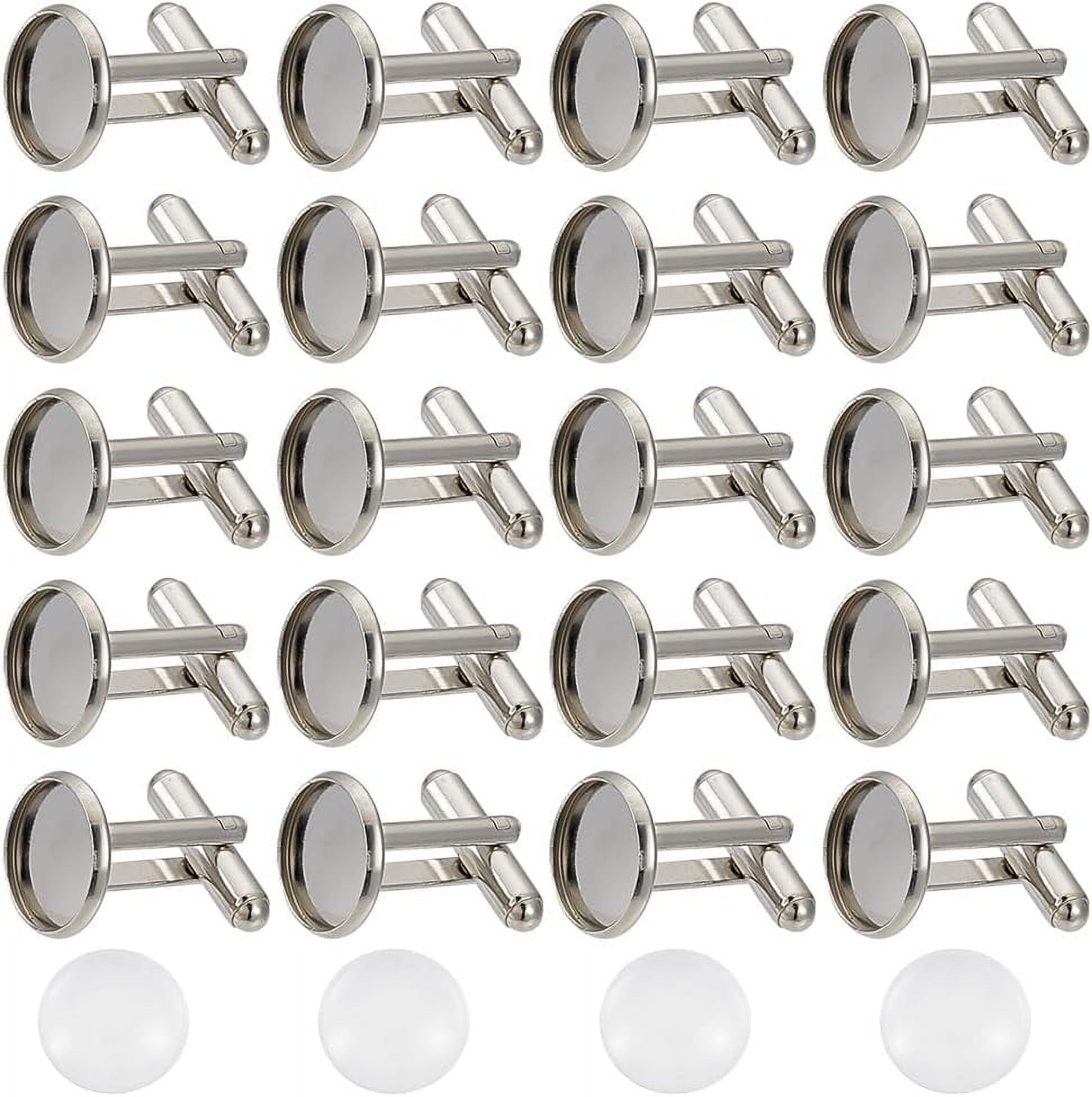 20 Pcs Brass Blank Dome Cufflinks and 20 Pcs Glass Round Cabochons ...