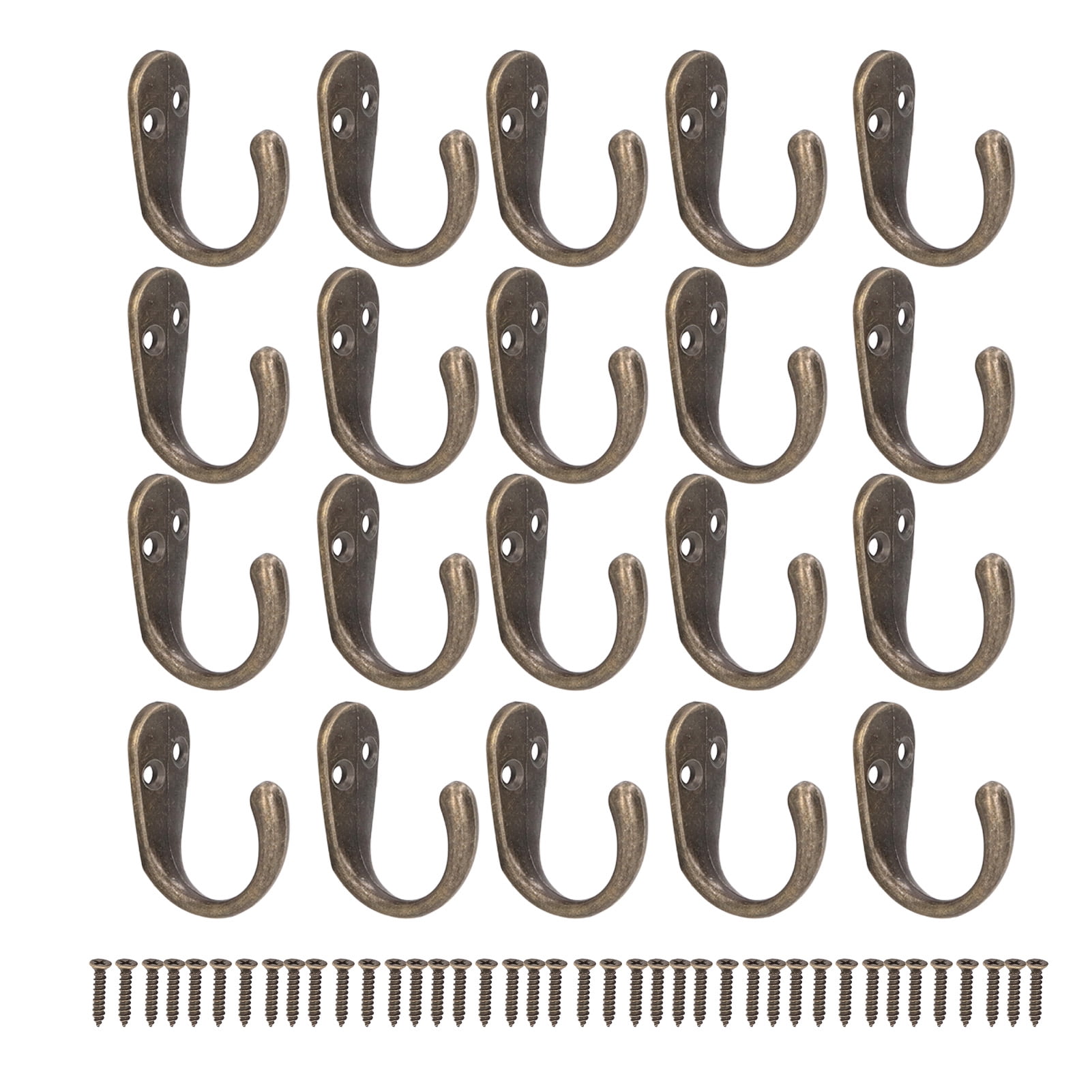 20 Pcs Bronze Hooks for Hanging Towels, Wall Mounted Clothes Hooks with ...