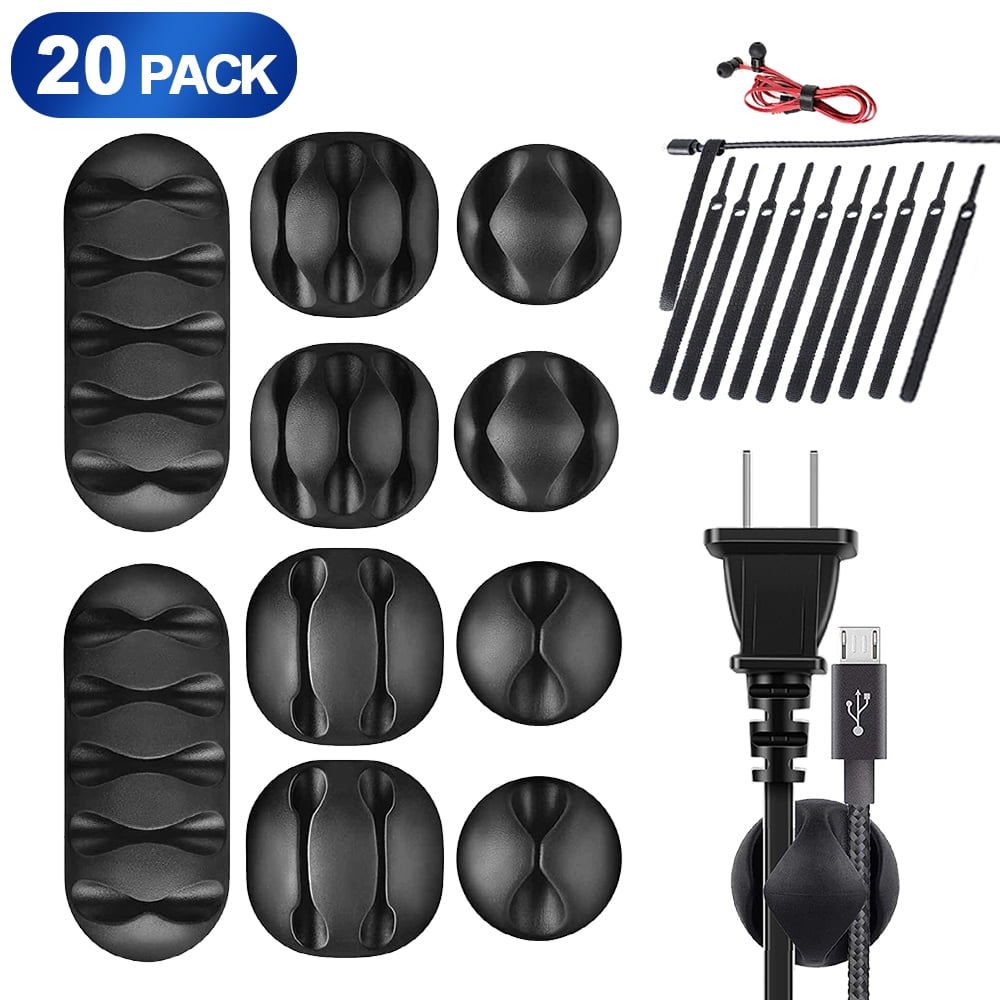 20 Pcs Cable Clips kit Cord Organizer Cable Management Wire Holder ...