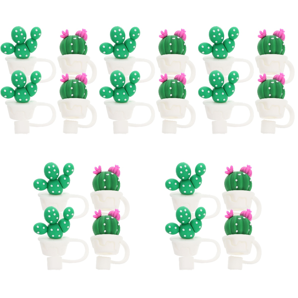 20 Pcs Cactus Straw Plugs Dispenser Glass Cups Tip Cover Hat Pvc ...
