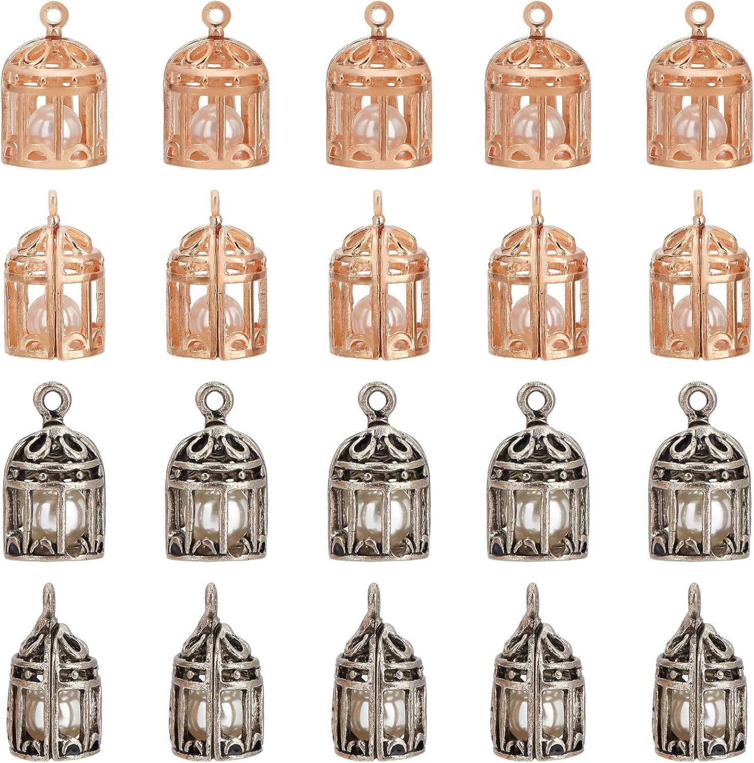 20 Pcs Cage Pendants Alloy Pearl Bead Cages Pendant Locket Cage Charms ...