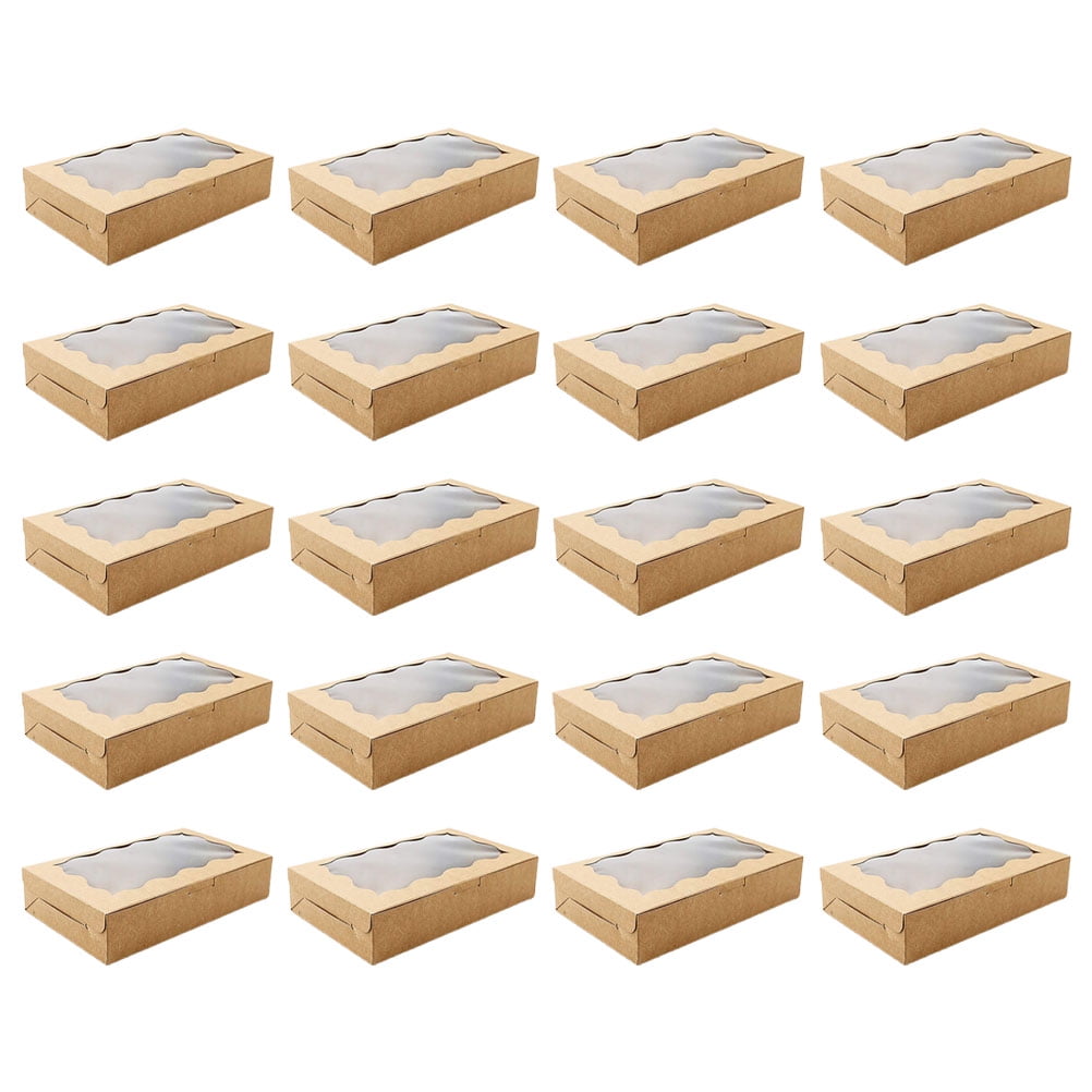 20pcs Kraft Paper Boxes with Clear Window for Cakes Cookies and ...