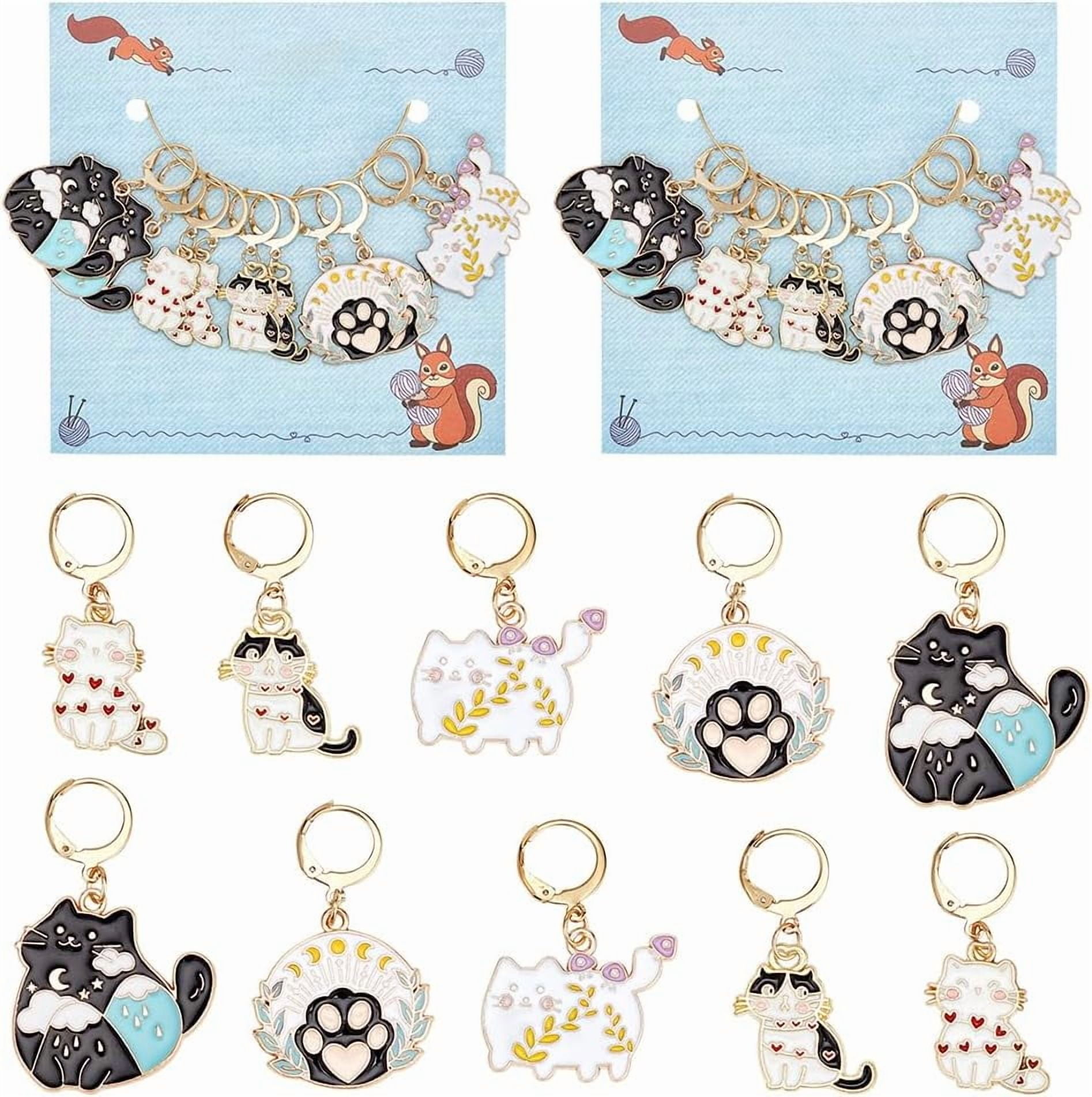 20 Pcs Cat Paw Stitch Markers Alloy Enamel Crochet Stitch Marker ...