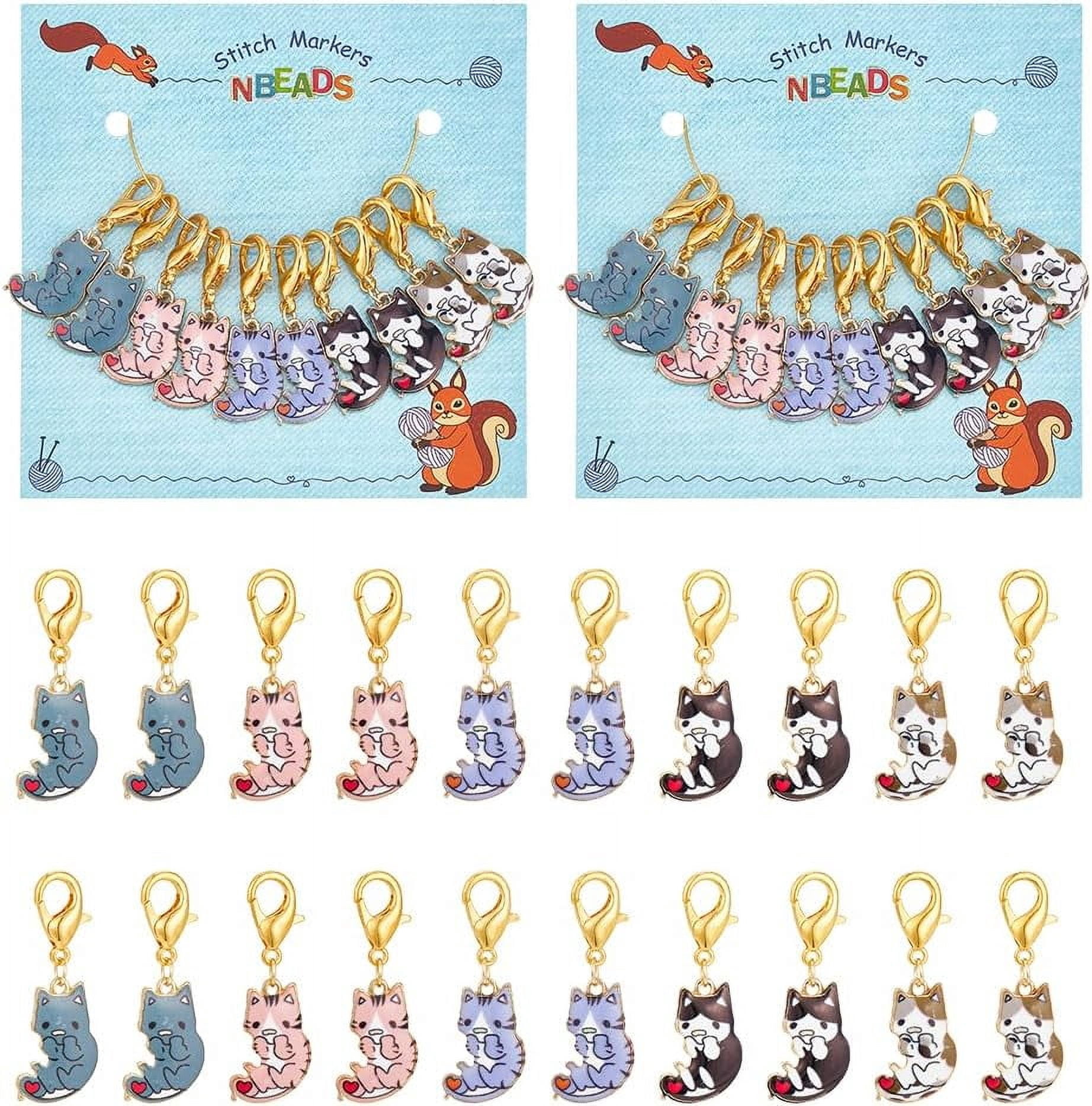 20 Pcs Cat Theme Stitch Markers 5 Color Enamel Crochet Stitch Marker ...