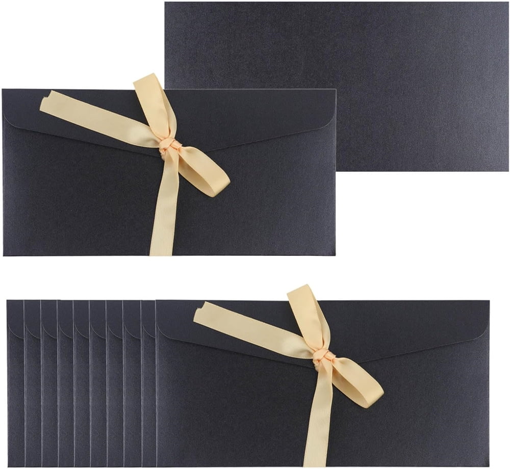 20 Pcs Charcoal Black Envelopes with Bow Tie Closure, NOGIS Paper ...