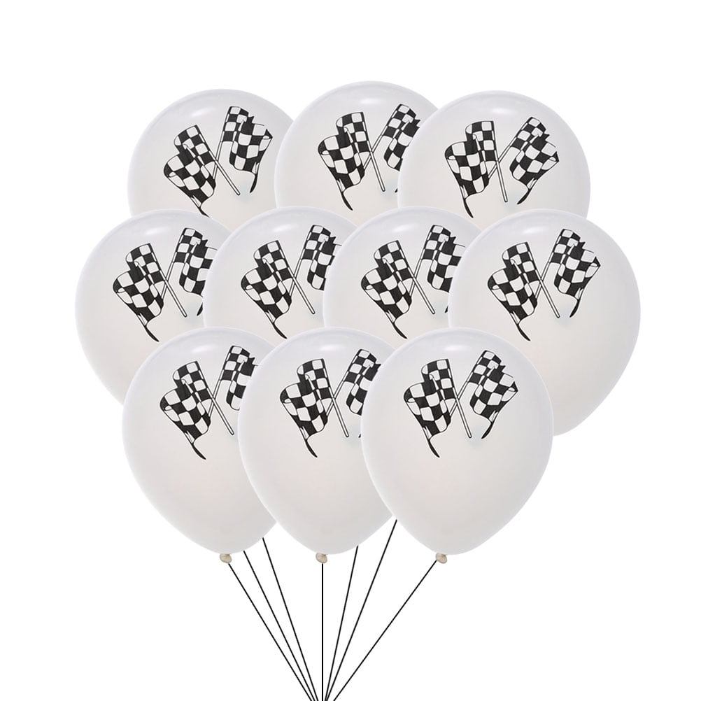 20 Pcs Checkered Racing Flags Biodegradable Latex Balloons Party ...