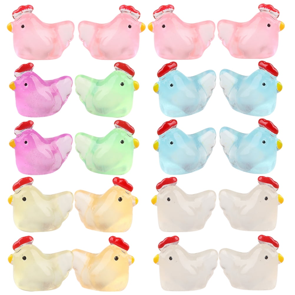 FOLOYORI 20Pcs Chick Toy Resin Mini Chicken Figurines Glow in Dark Home ...