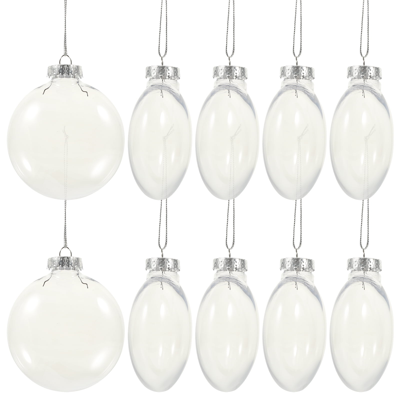 20 Pcs Christmas Flat Balls Plastic of The Lid Fillable Clear Sphere ...