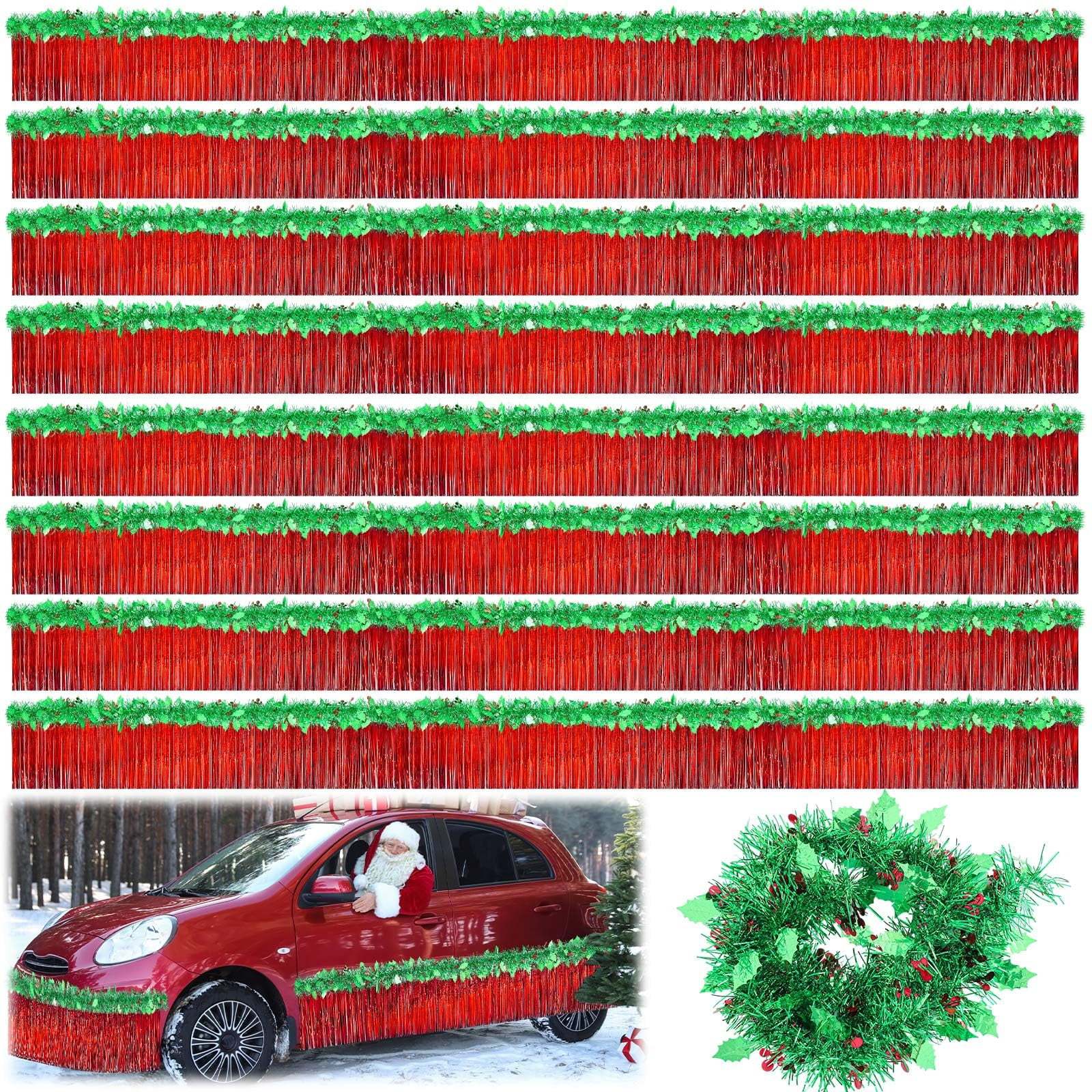 20 Pcs Christmas Parade Float Decorations Including 8 Pcs 10 ft Metallic Foil Fringe Curtains 12 ...