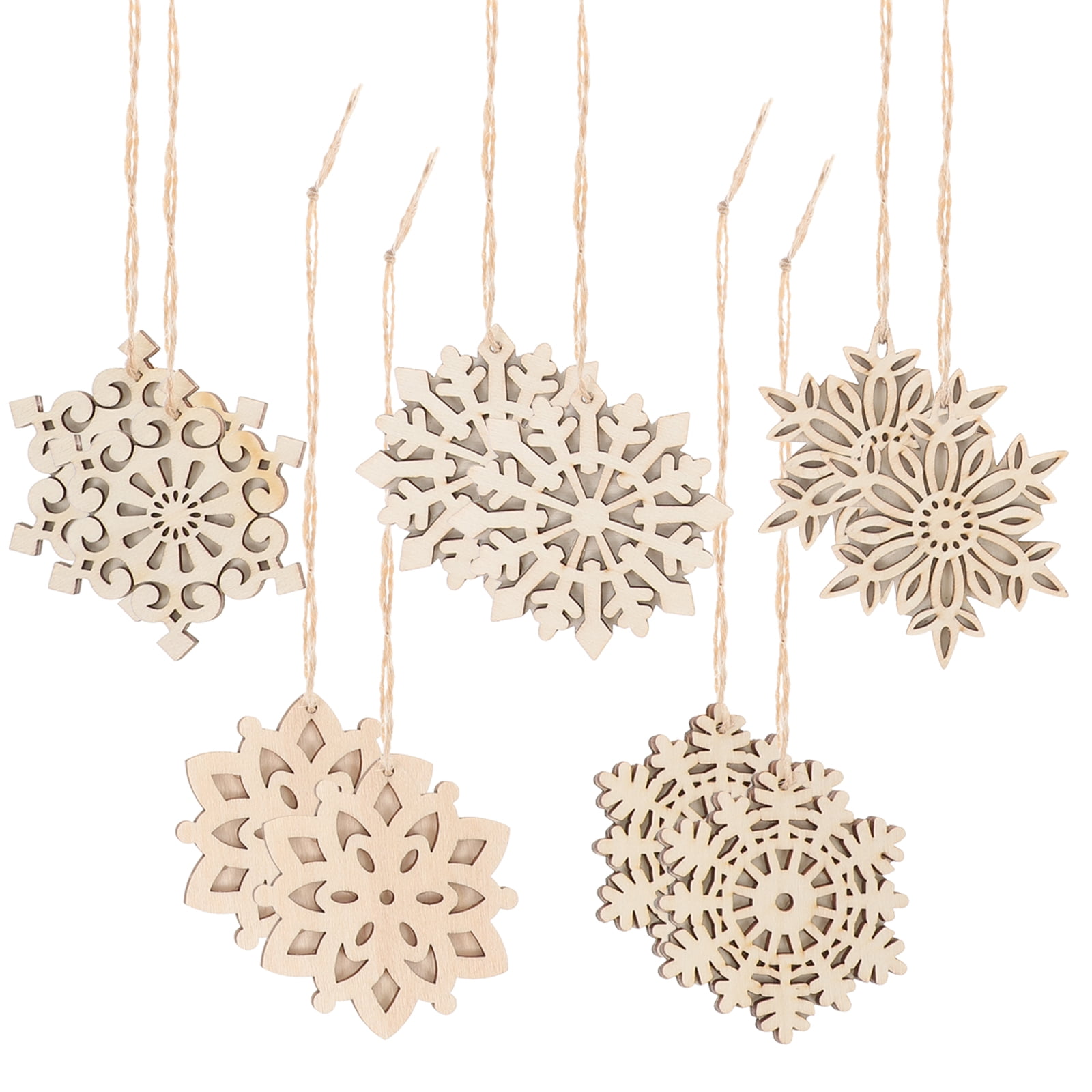 20 Pcs Christmas Wood Decoration Chip Xmas Cutouts Slices Drawing ...