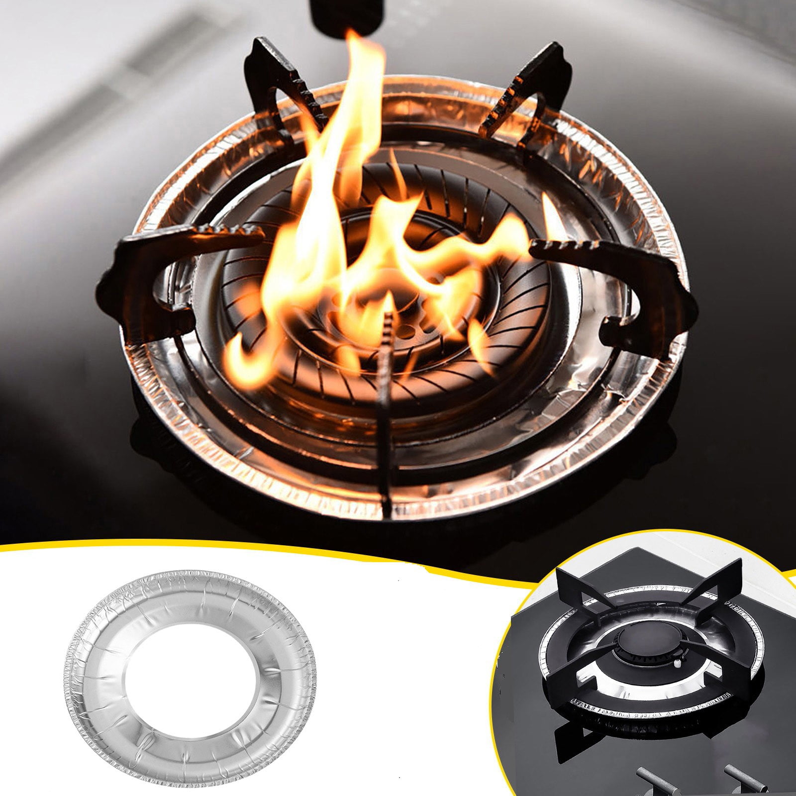 20 Pcs Circular Thickened Gas Stove Oil Proof Pad, Aluminum Foil Stove ...