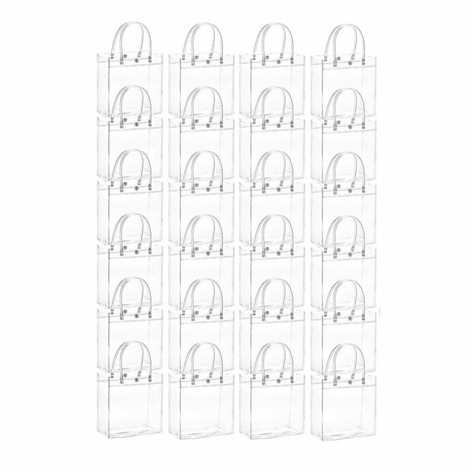 20 Pcs Clear Gift Bags with Handle Transparent Reusable Tote Candy ...