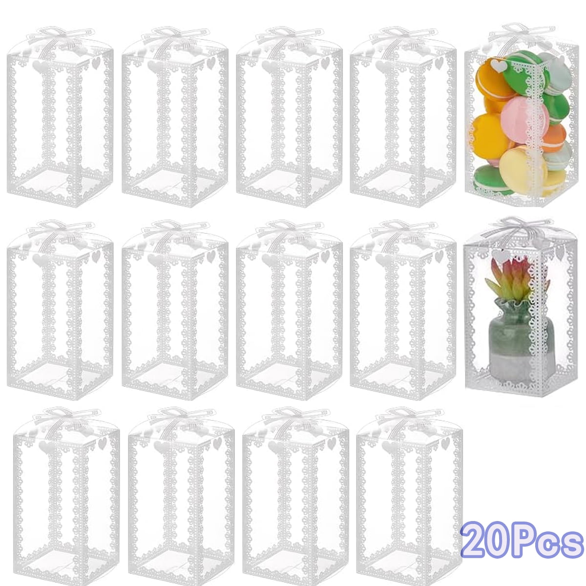 20 Pcs Clear Gift Boxes Tutuviw 2.4x2.4x4.1 Inch Plastic Empty Favor ...