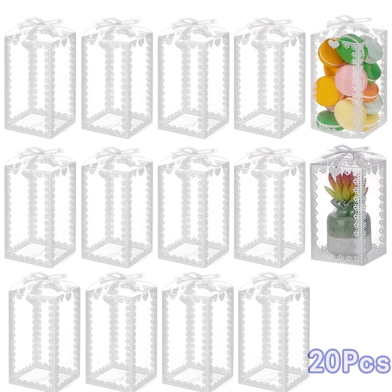 20 Pcs Clear Gift Boxes Tutuviw 2.4x2.4x4.1 Inch Plastic Empty Favor ...