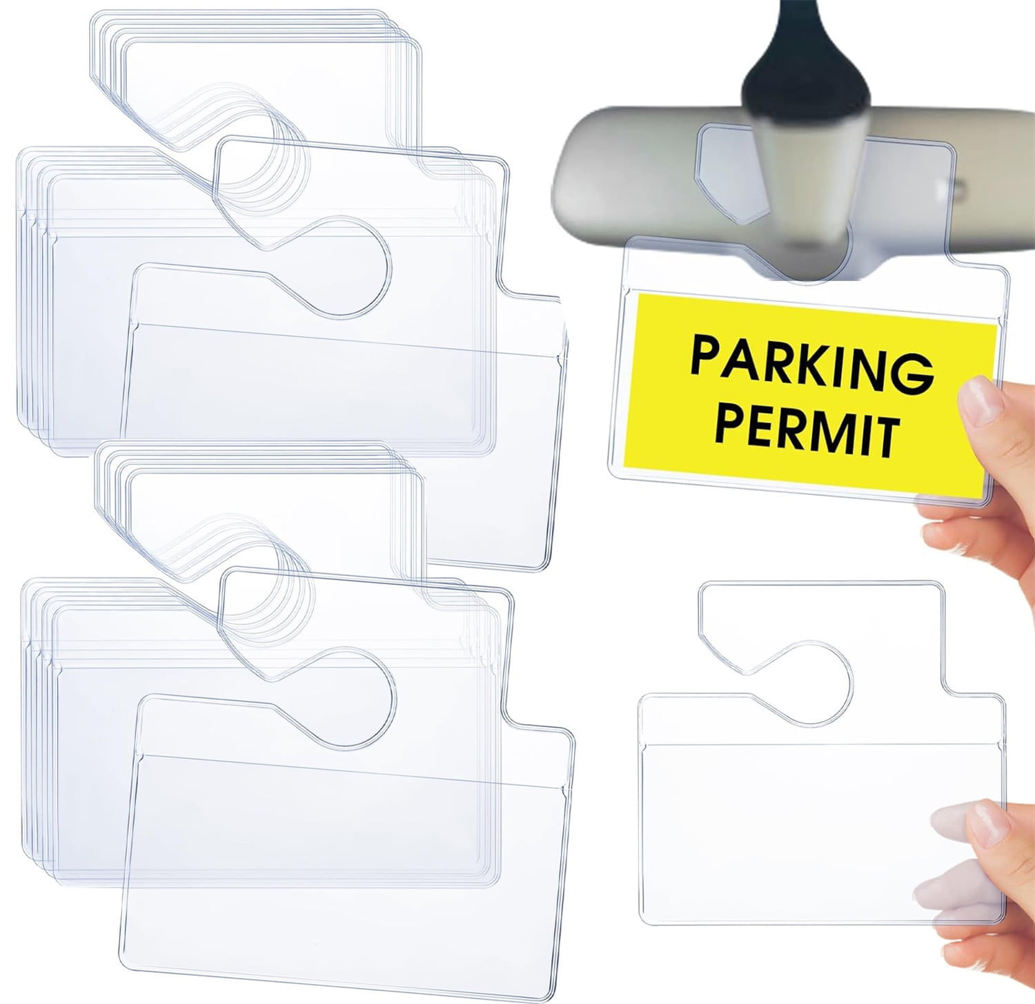 20 Pcs Clear Parking Pass Holder,TGY 4.33"*2.13" Horizontal Parking Permit Card Holder,Vehicle ...