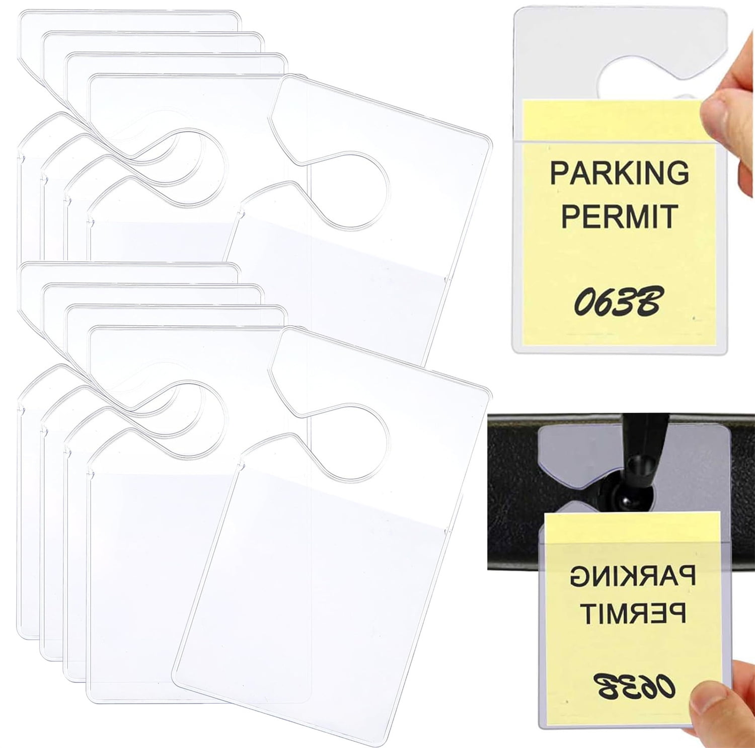 20 Pcs Clear Parking Permit Holder,TGY Car Parking Pass Holder, Rear View Mirror Hanger,Vehicle ...