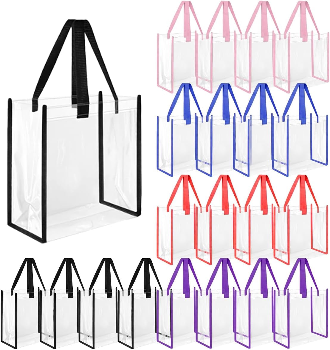 20 Pcs Clear Tote Bag Bulk 12 x 12 x 6 Inch Transparent Plastic Tote ...