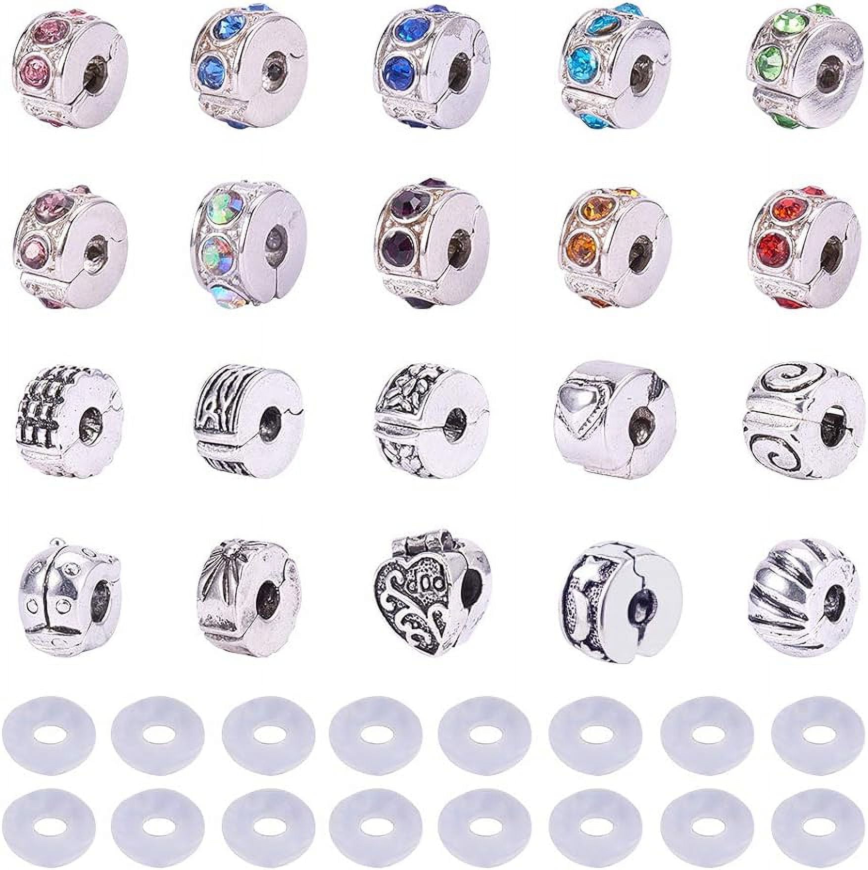 20 Pcs Clip Lock Bead Charms Large Hole Beads Clip on Beads with 20 Pcs ...