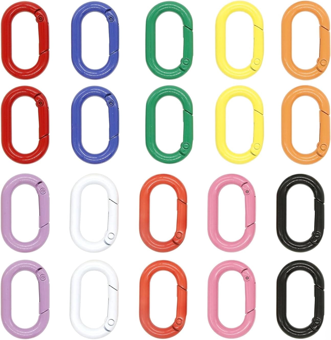 20 Pcs Colorful Oval Key Ring Spring Gate Rings, Buckle Clip Clasps ...