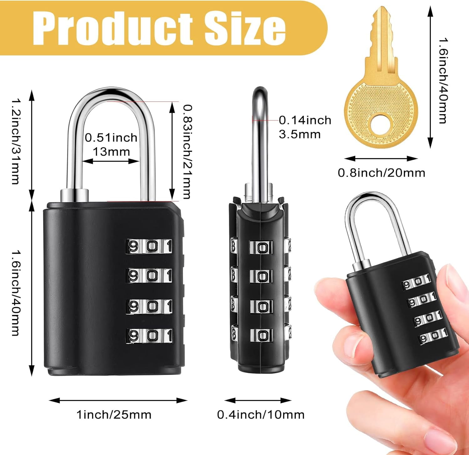 20 Pcs Combination Padlock 4 Digit Combination Lock with Keys Locker ...