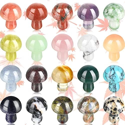 20 Pcs Crystal Mushroom Decor Hand Making Mini Sculpture Mushroom Worry ...