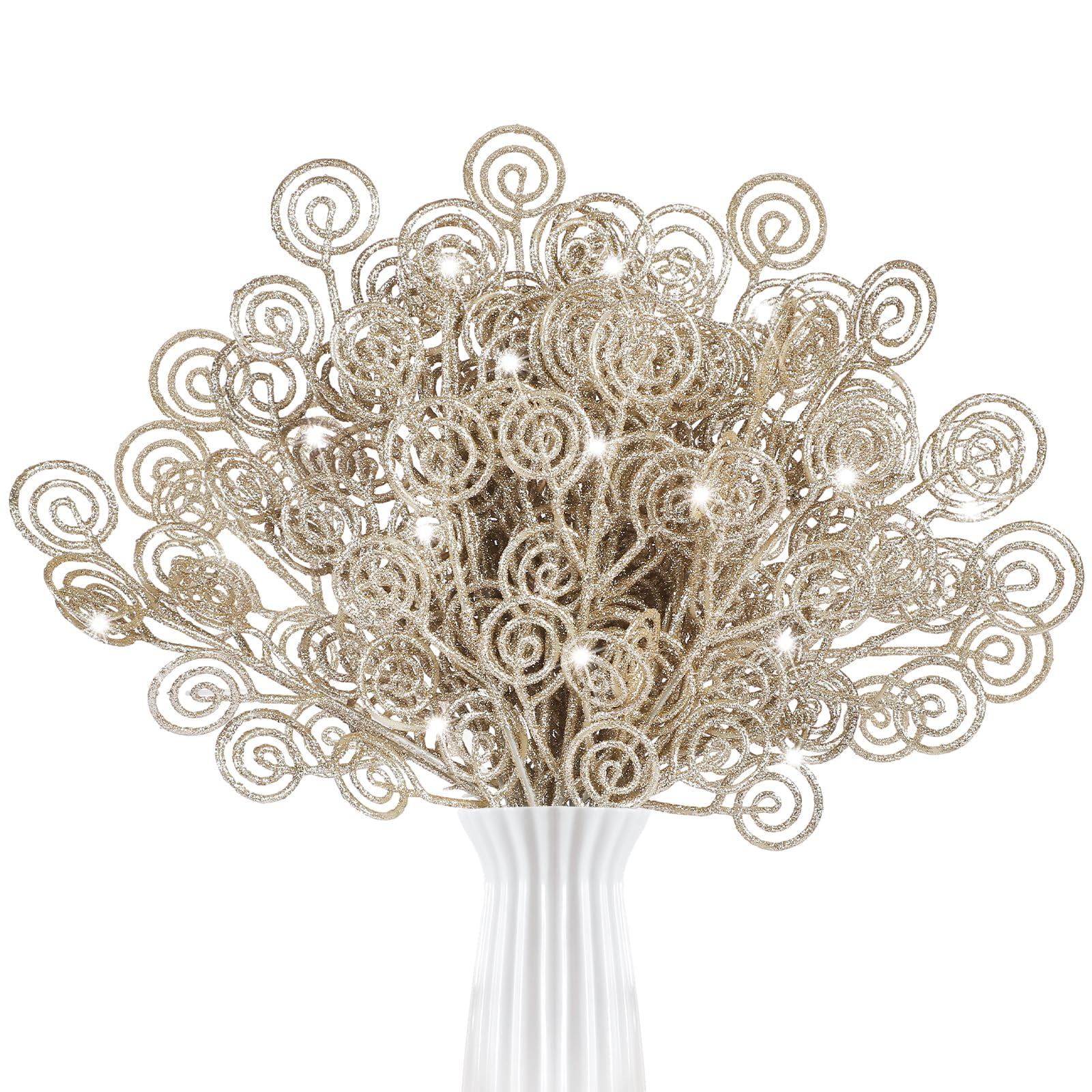 20 Pcs Curly Tree Picks and Sprays Twigs MODANU 11.8 inch Glitter ...