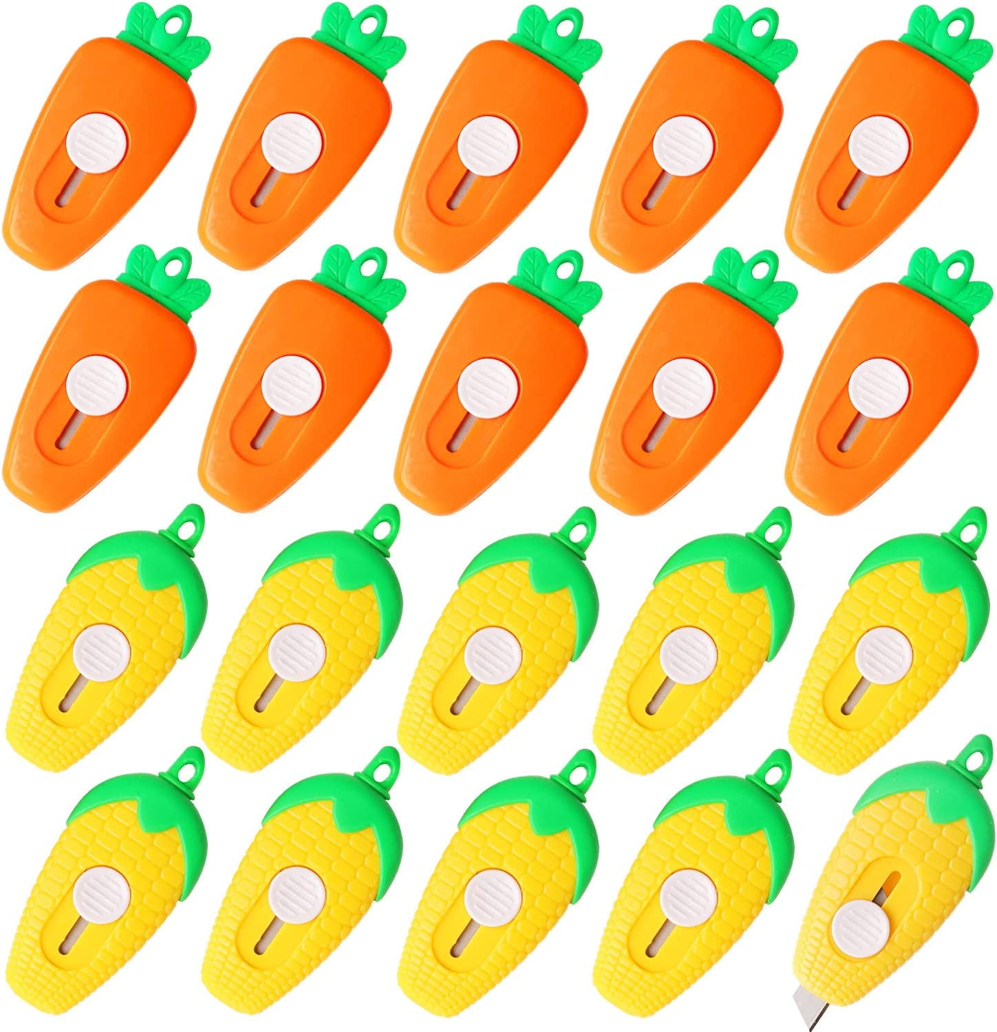 20 Pcs Cute Mini Carrot and Corn Shapes Letter Openers, Retractable ...