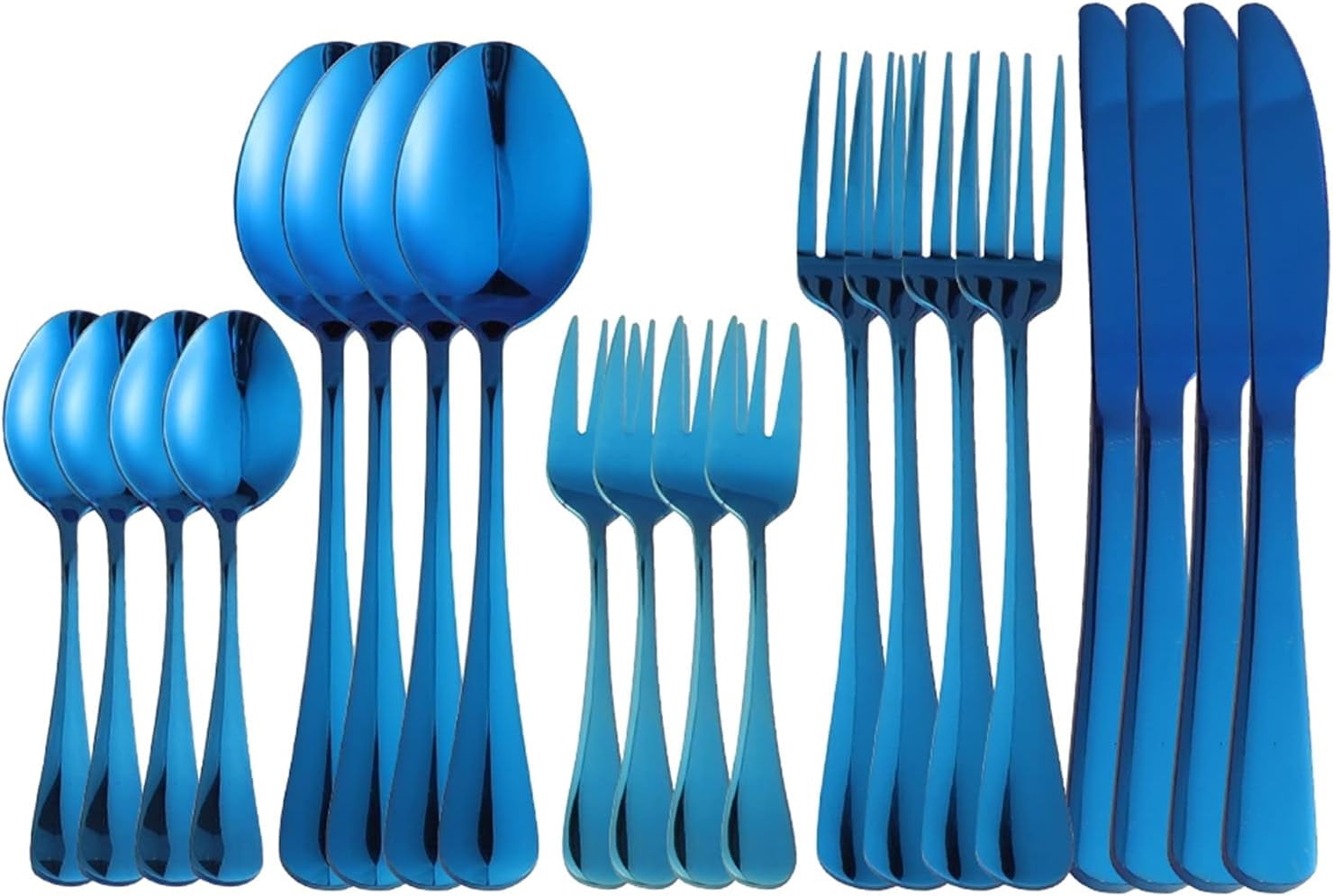 20 Pcs Cutlery Set Rainbow Forks Knives Spoons Set Stainless Steel ...