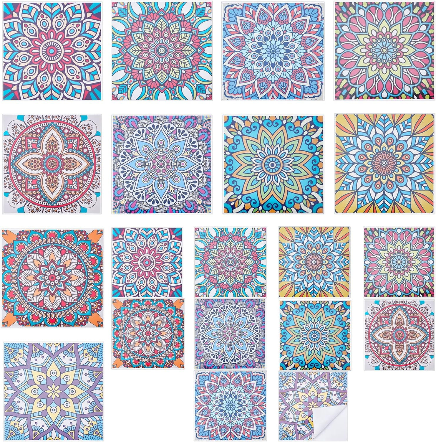 20 Pcs Decorative Tile Stickers Set 4x4 & 6x6 Inches Vinyl Tile Look ...