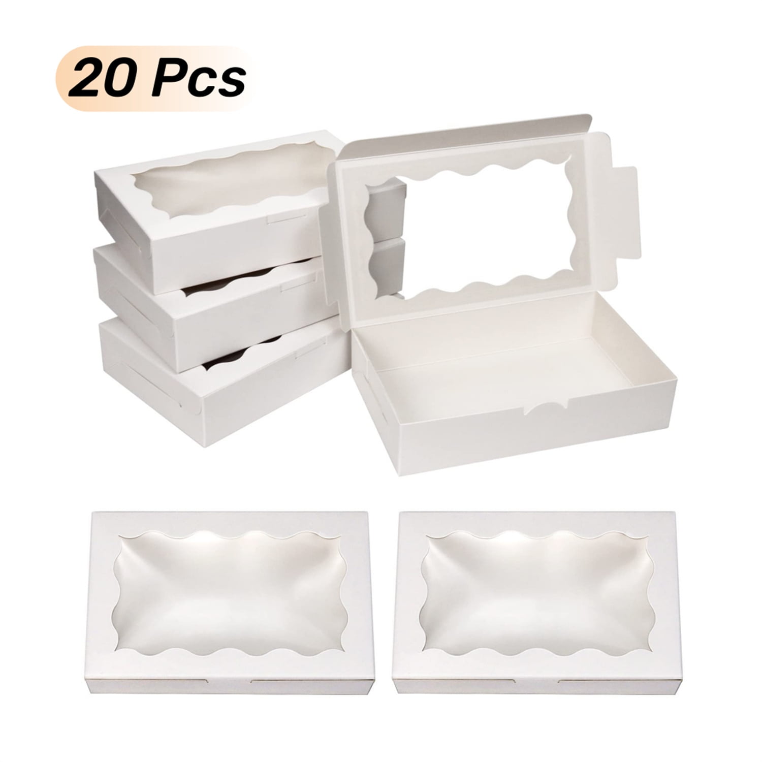 20 Pcs Dessert Box, Jademall Pastry Boxes with Clear Window, Kraft ...