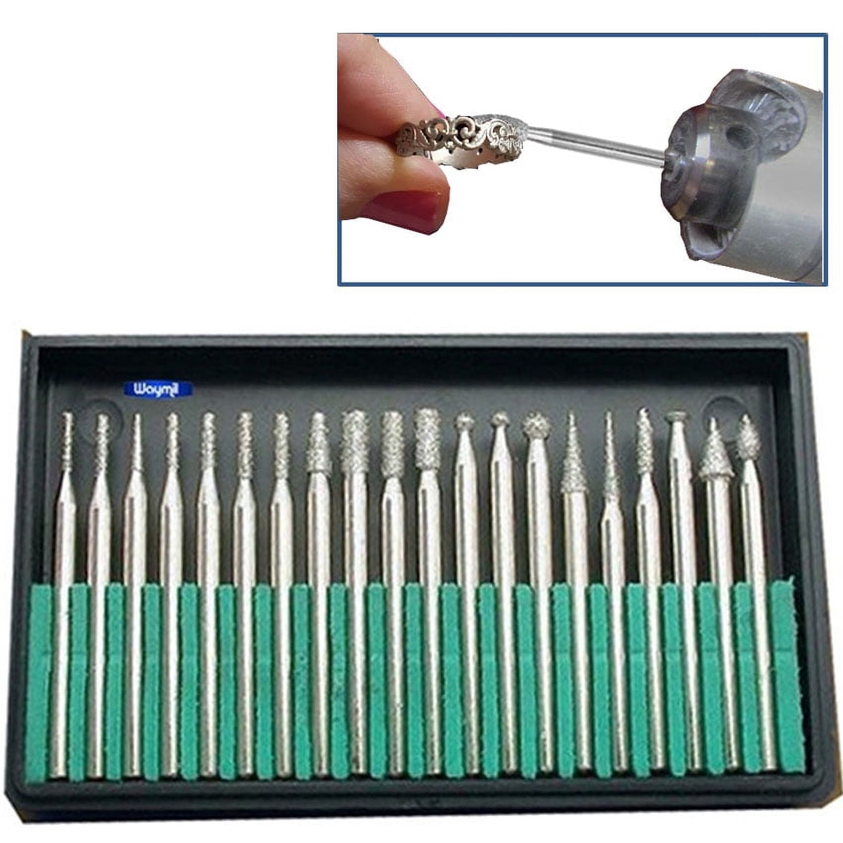 20 Pcs Diamond Burs Set Shank 1/8" Grit 140 Jewelry Rotary Dremel ...