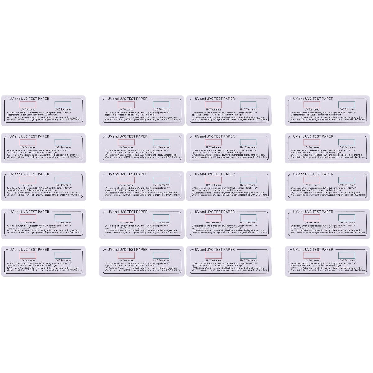 20 Pcs Discoloration Detection Card UV Test Cards Strips Device Light ...