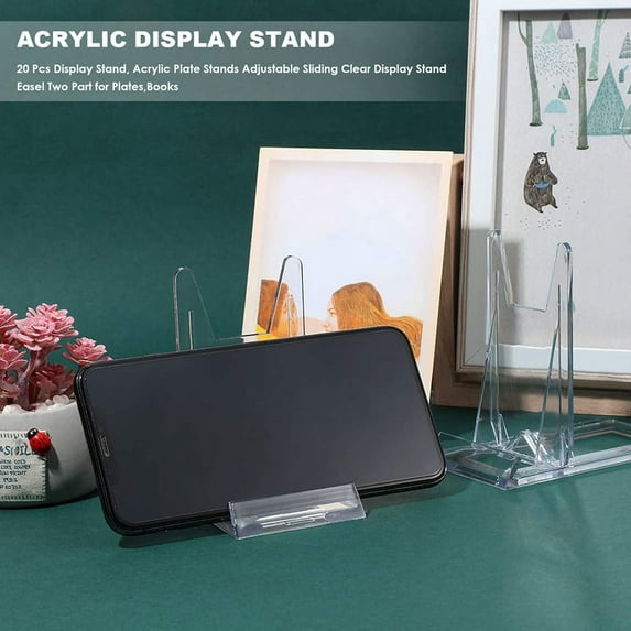 20 Pcs Display Stand, Acrylic Plate Stands Adjustable Sliding Clear ...