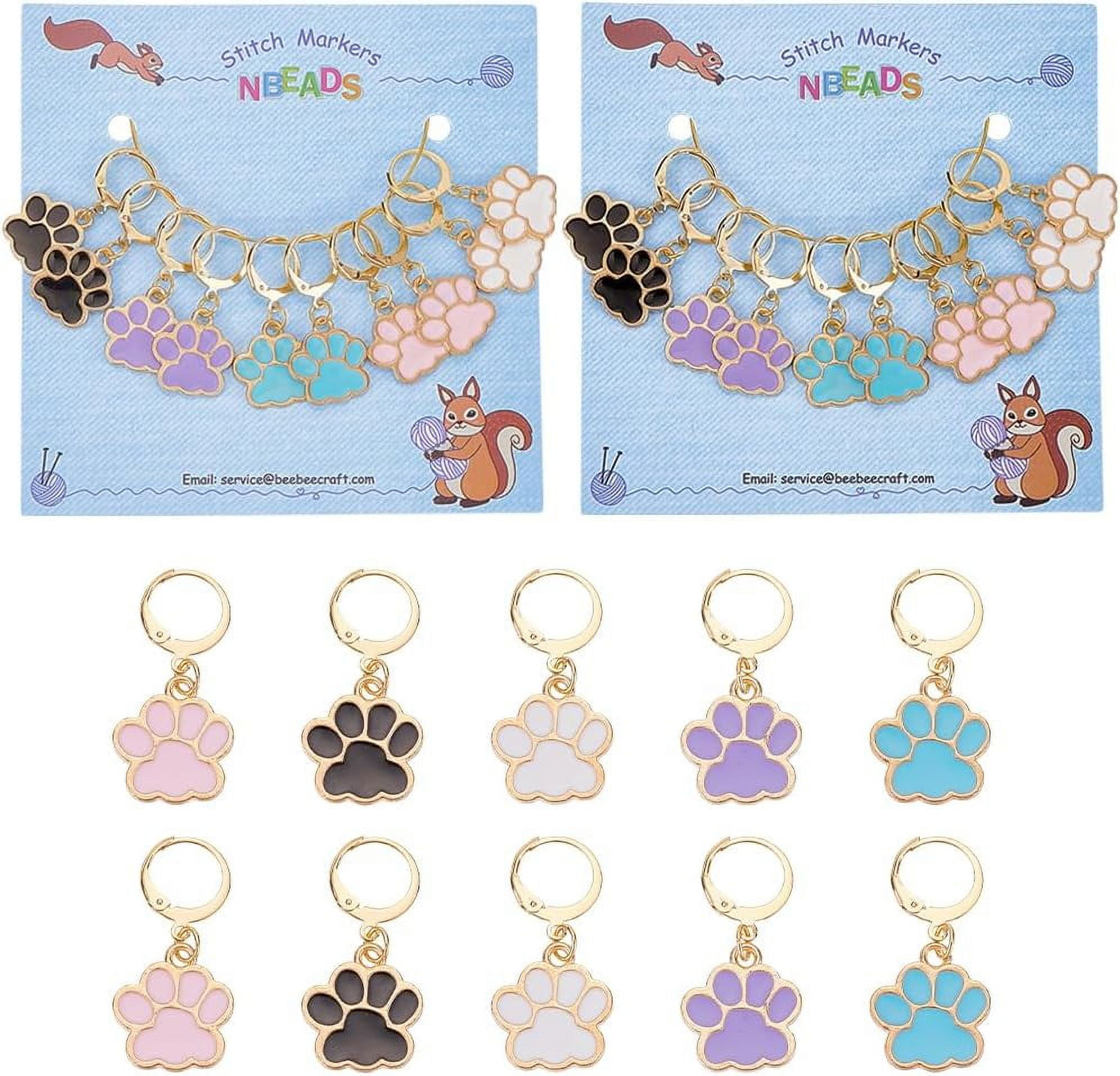 20 Pcs Dog Paw Stitch Markers 5 Colors Enamel Alloy Crochet Stitch ...