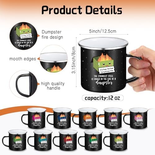 20 Pcs Dumpster Fire Enamel Mug First Responder Gifts 12oz Funny Coffee Mug Appreciation Gifts ...
