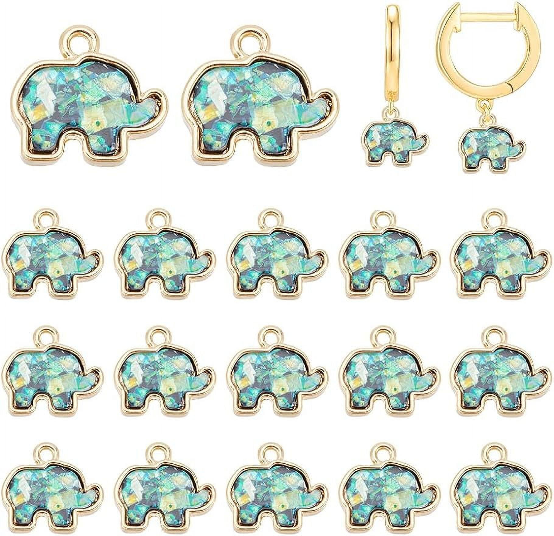 20 Pcs Elephant Chrms Green Opaque Resin Animal Shape Charms with Light ...