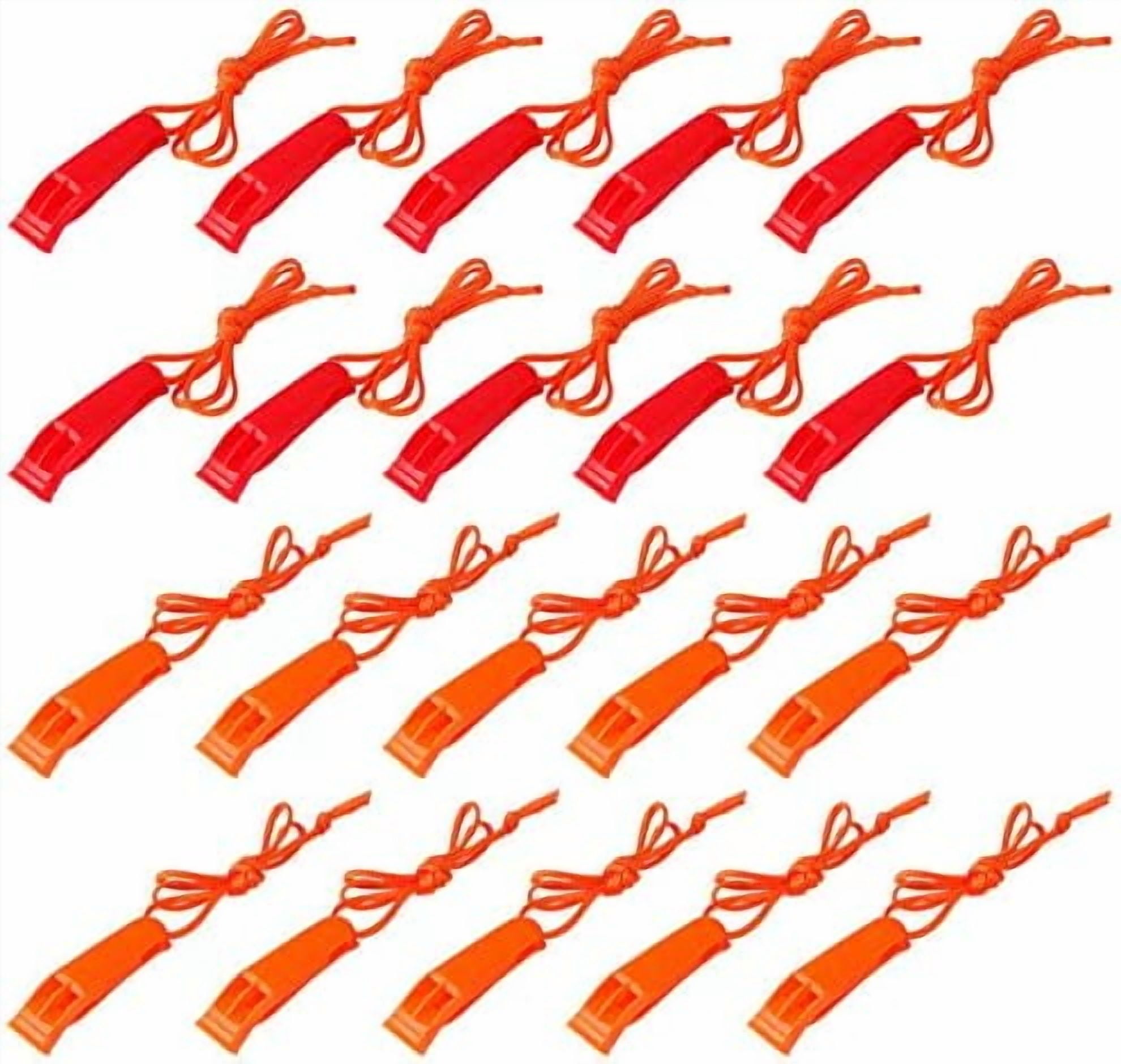 20 Pcs Emergency Safety Whistle Plastic Whistles Set with Lanyard ...