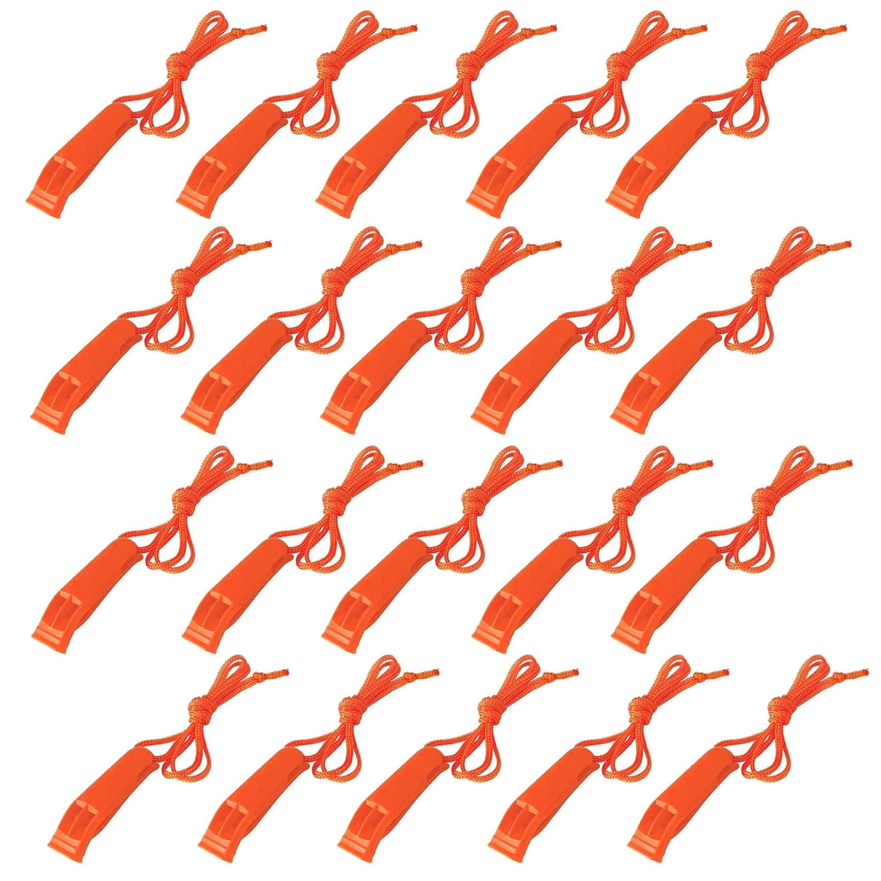 20 Pcs Emergency Safety Whistle Plastic Whistles Set with Lanyard ...