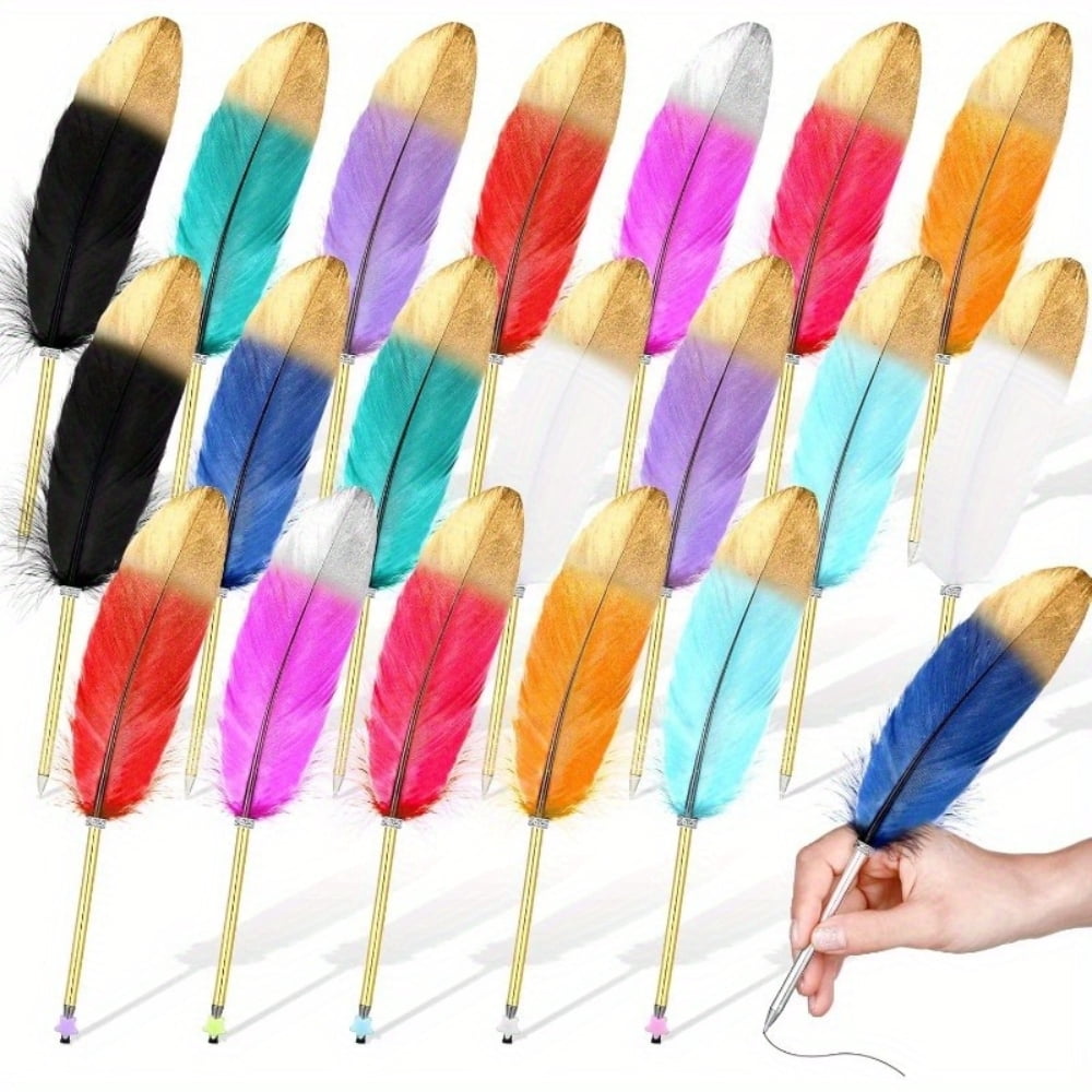 20 Pcs Feather Ballpoint Pens, Elegant Quill Design with Black Ink for ...