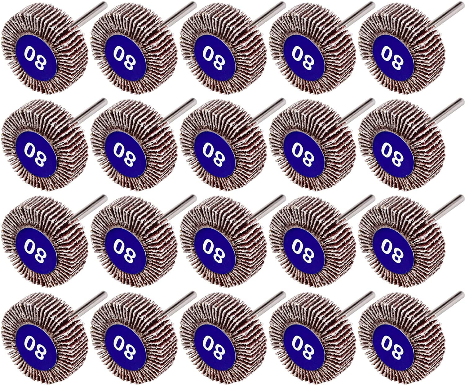 20 Pcs Flap Wheel, 80 Grit Sanding Sandpaper Flap Wheel Disc for Dremel ...