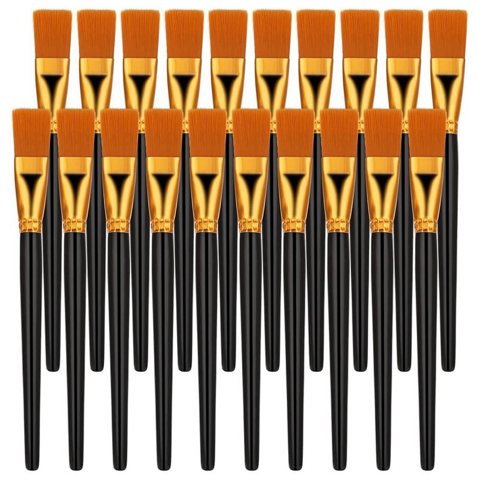 20 Pcs Flat Brush Set, 1 Inch Wide Watercolor Brushes Oil Painting Brushes, Big Paint ...