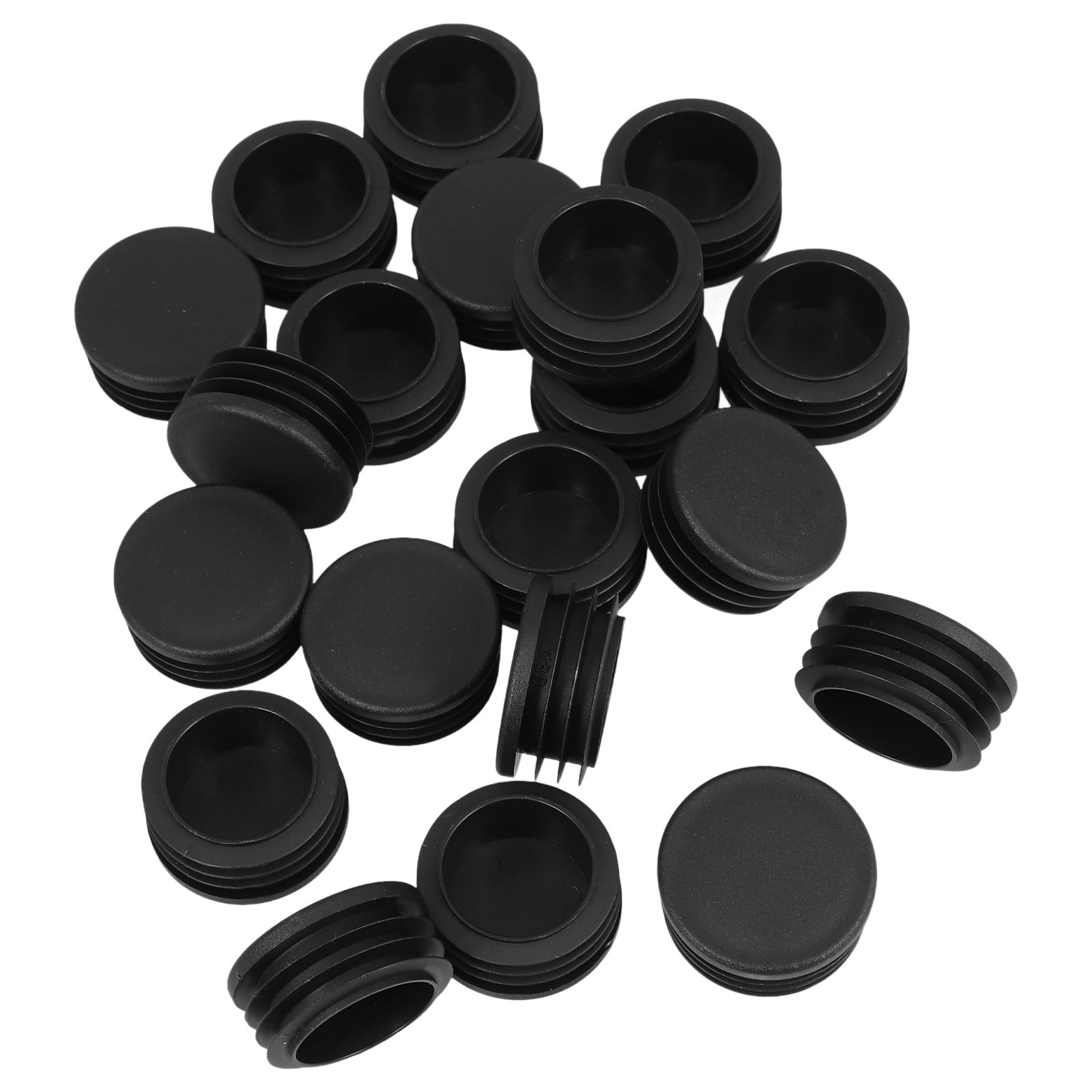 20 Pcs Anti-slip Threaded Pipe Plug Round Tube End Cap Adjusting Black ...