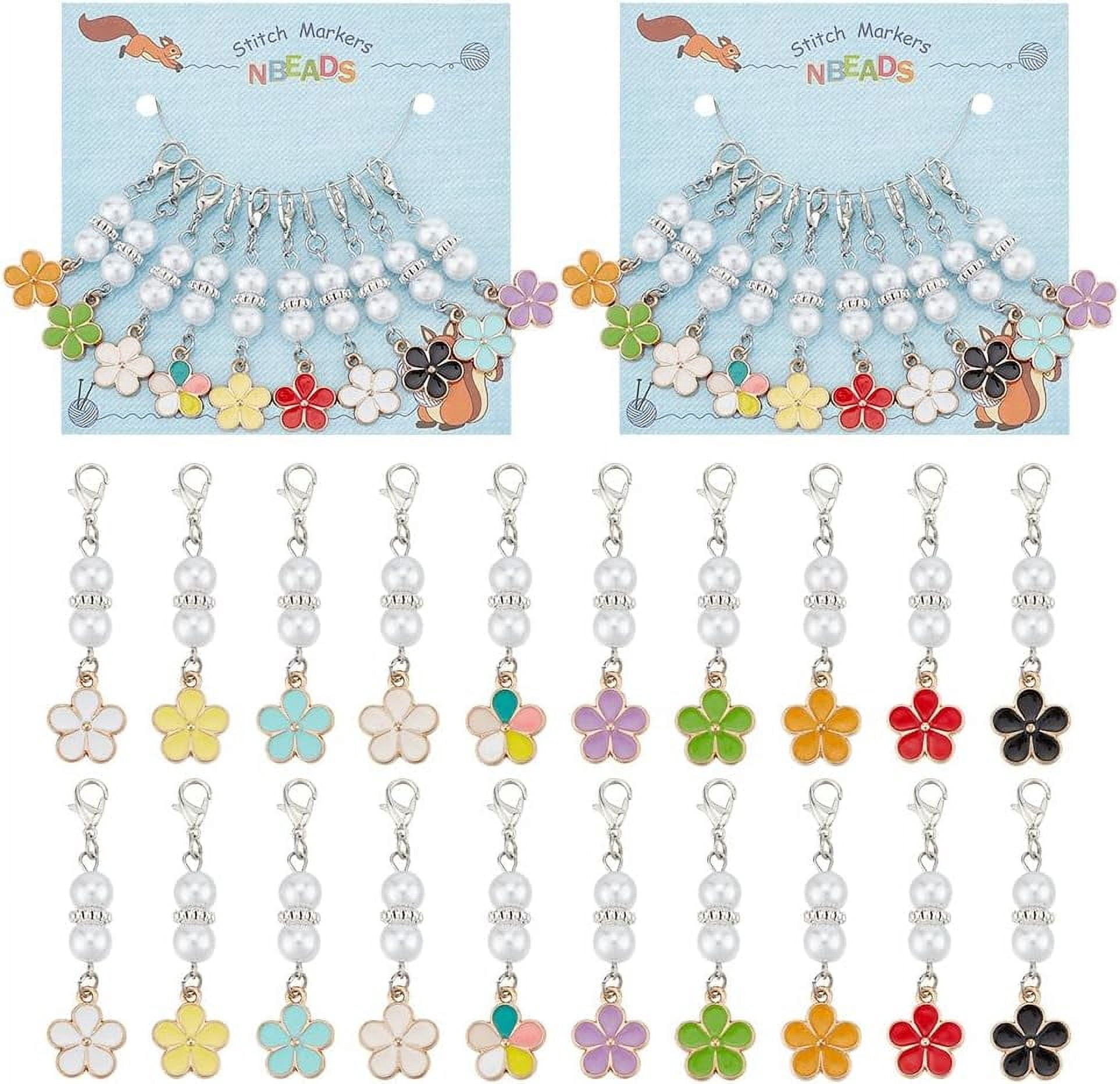 20 Pcs Flower Pearl Stitch Markers Enamel Crochet Stitch Marker ...