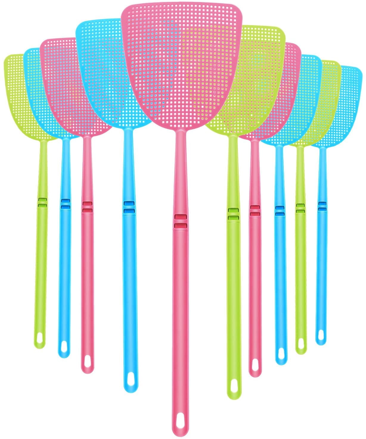 20 Pcs Fly Swatter Bulk Plastic Colorful Strong Flexible Manual Fly ...