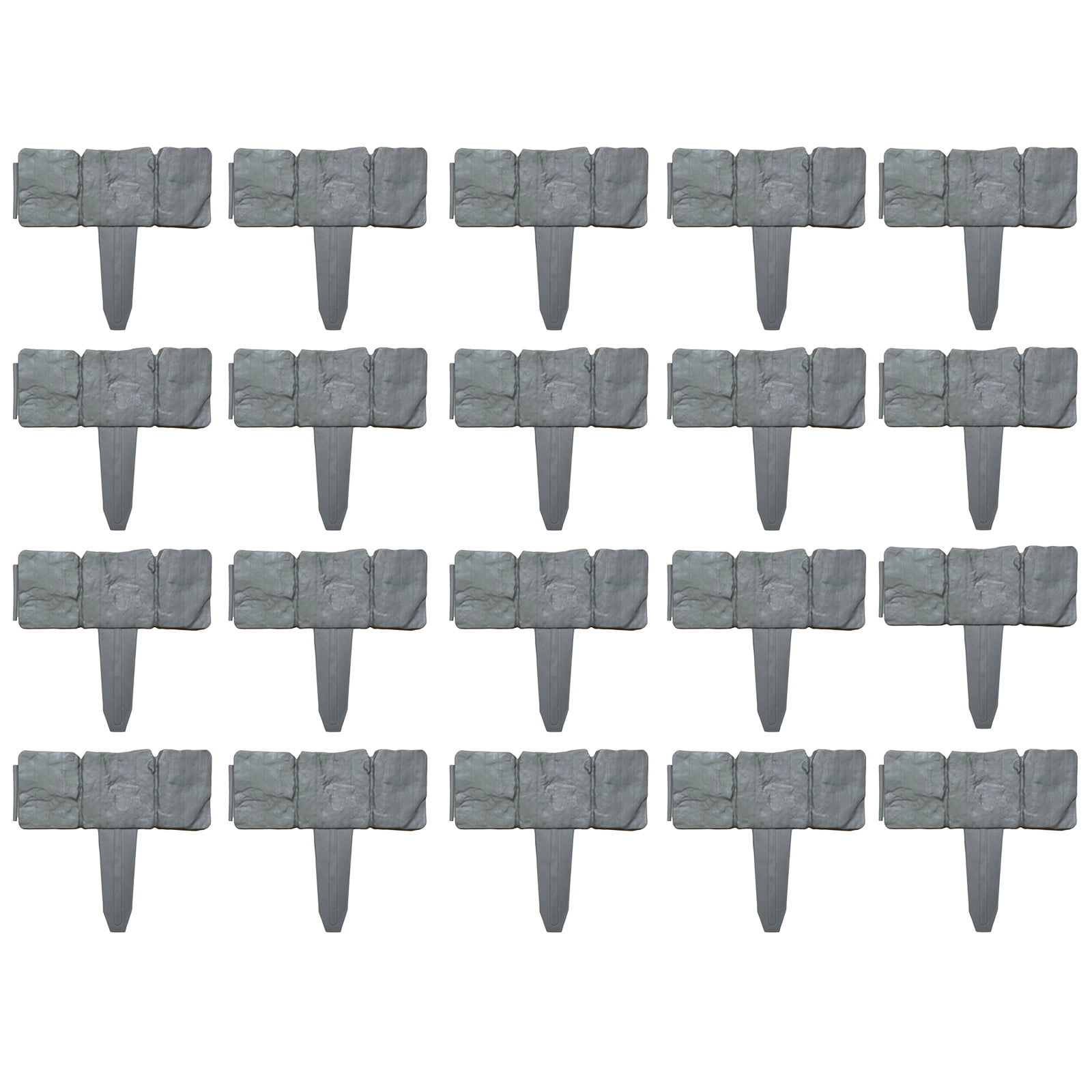 20 Pcs Garden Border Edging Grey Stone Effect Edging Garden Flower Bed ...