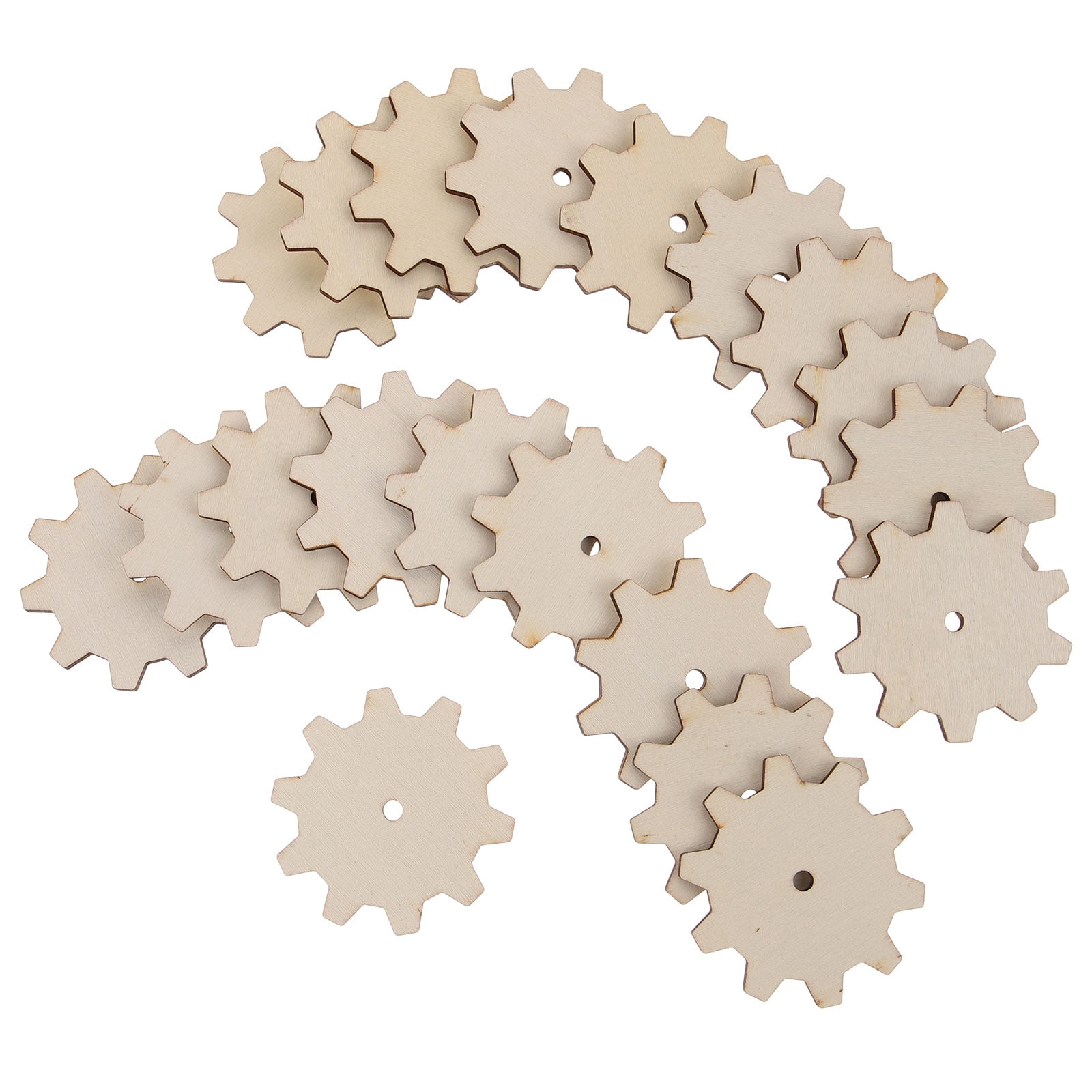 20 Pcs Gear Wood Chips Wooden Gear Adorns DIY Gear Cutouts DIY Wood ...