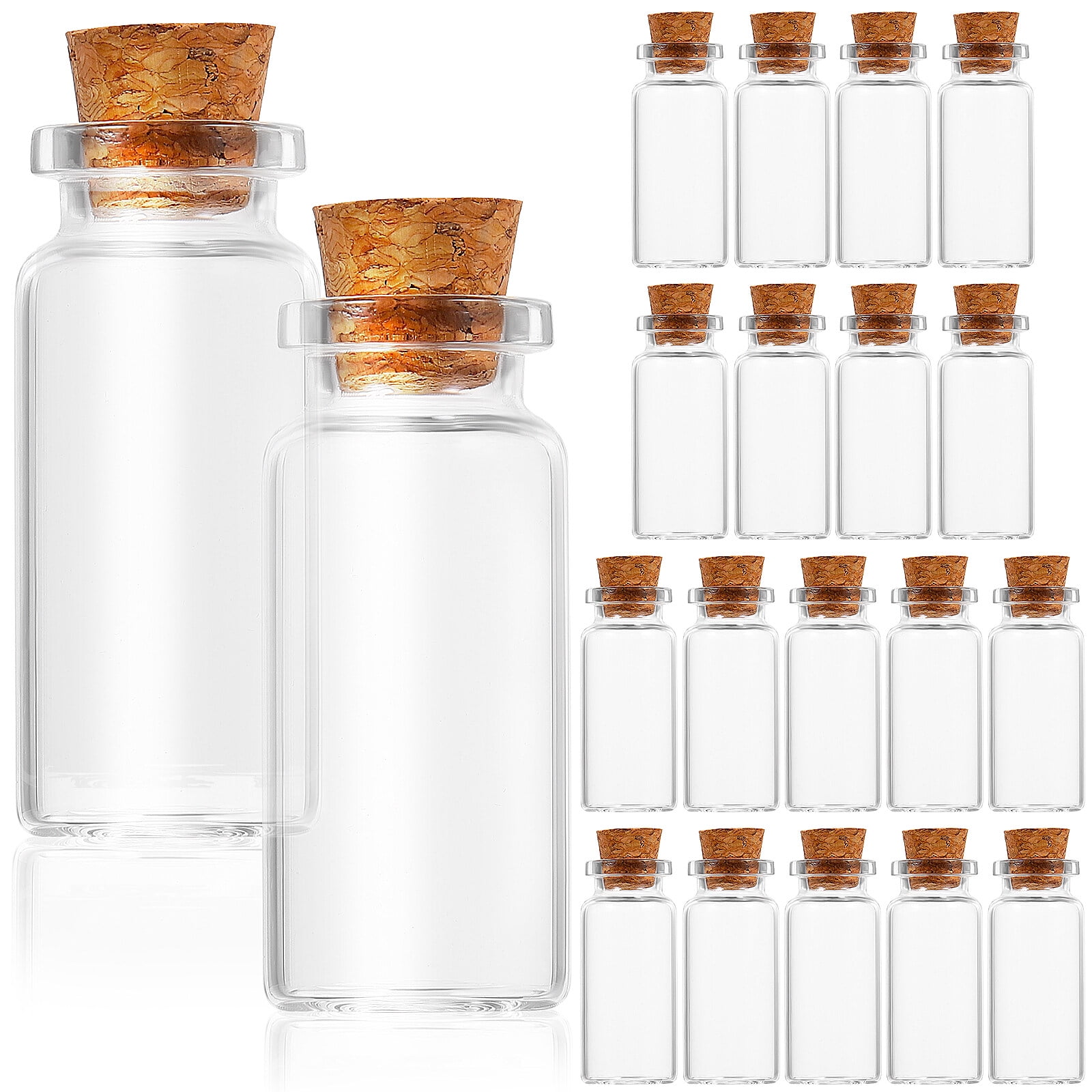20 Pcs Mini Decorative Glass Bottles with Wood Cork Stoppers, Clear ...